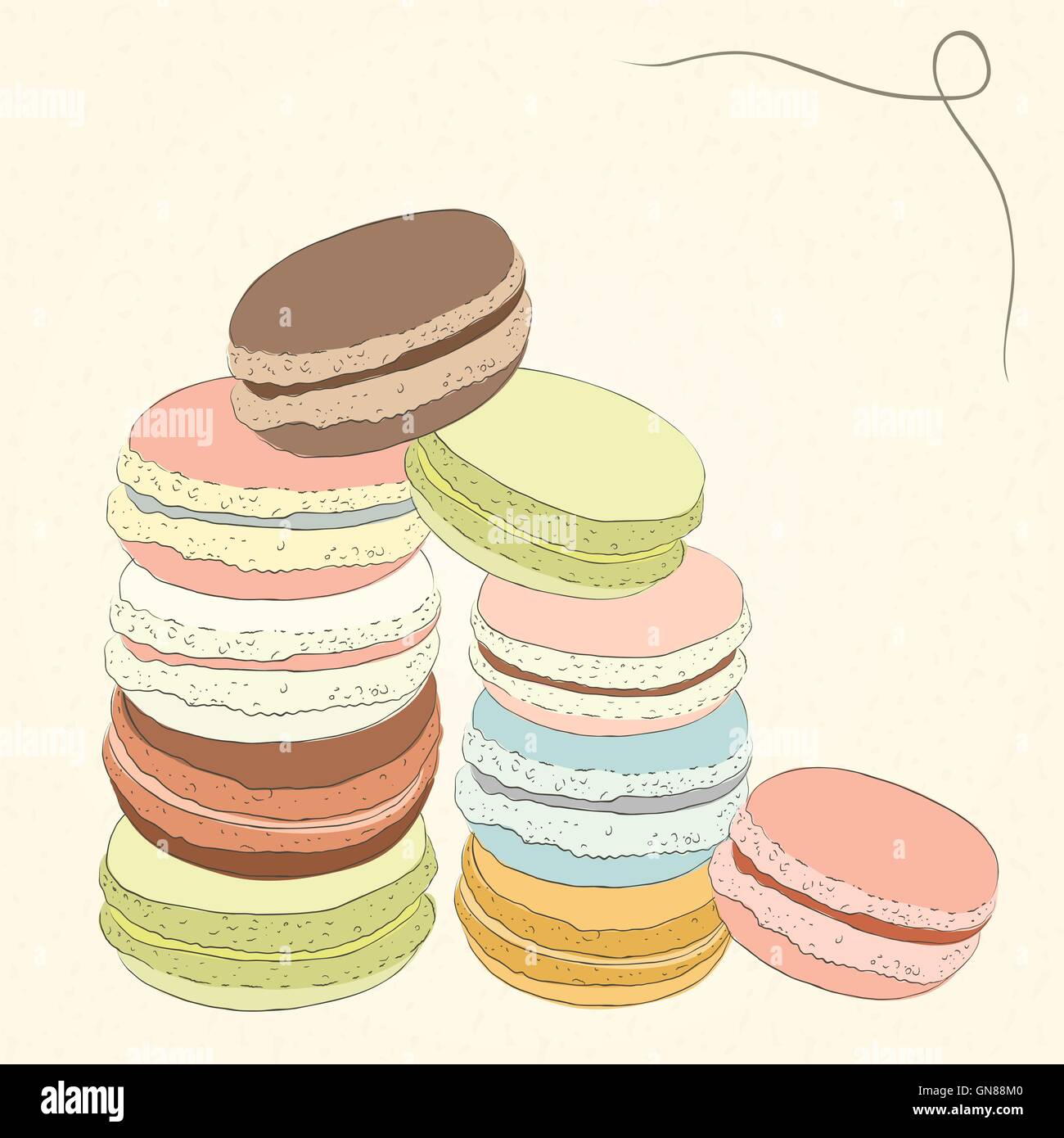 Ensemble de macarons colorés doodle. Macaron de croquis Image ...