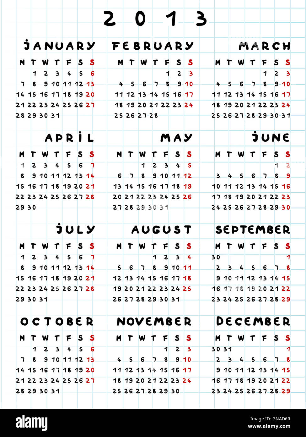 Calendrier 2013 Banque de photographies et d’images à haute résolution ...
