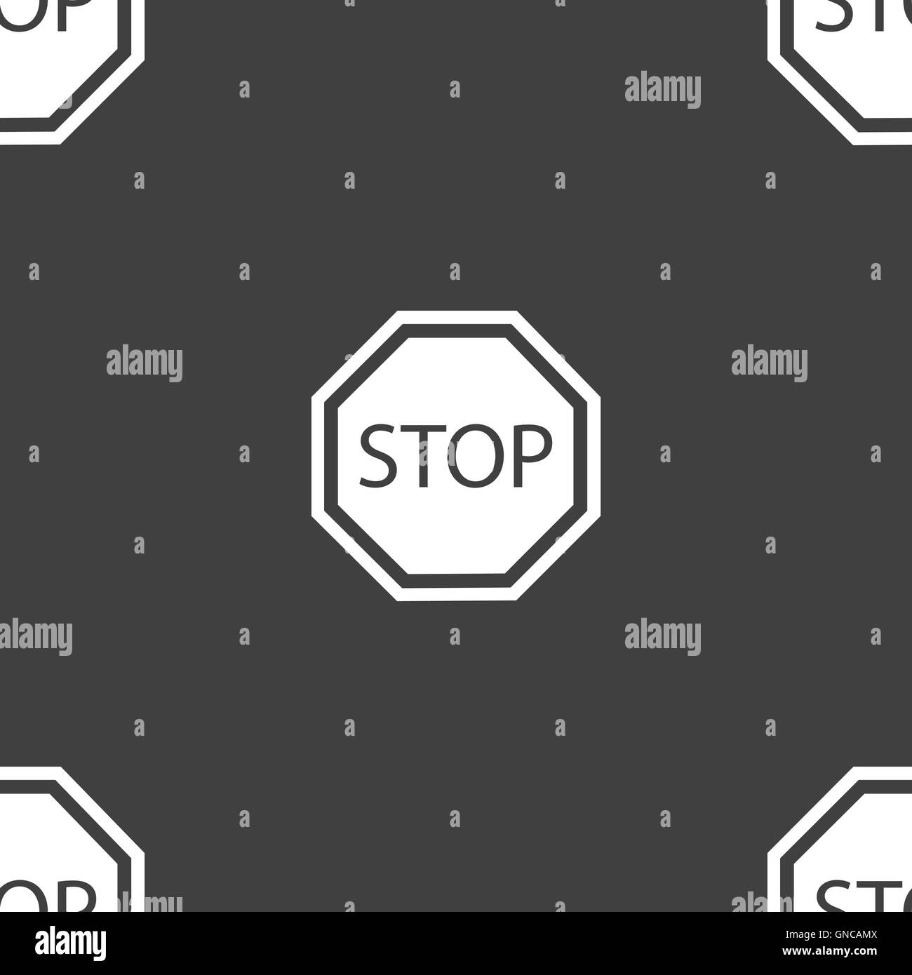 Icône Stop sign. Motif transparente sur un fond gris. Vector Image ...