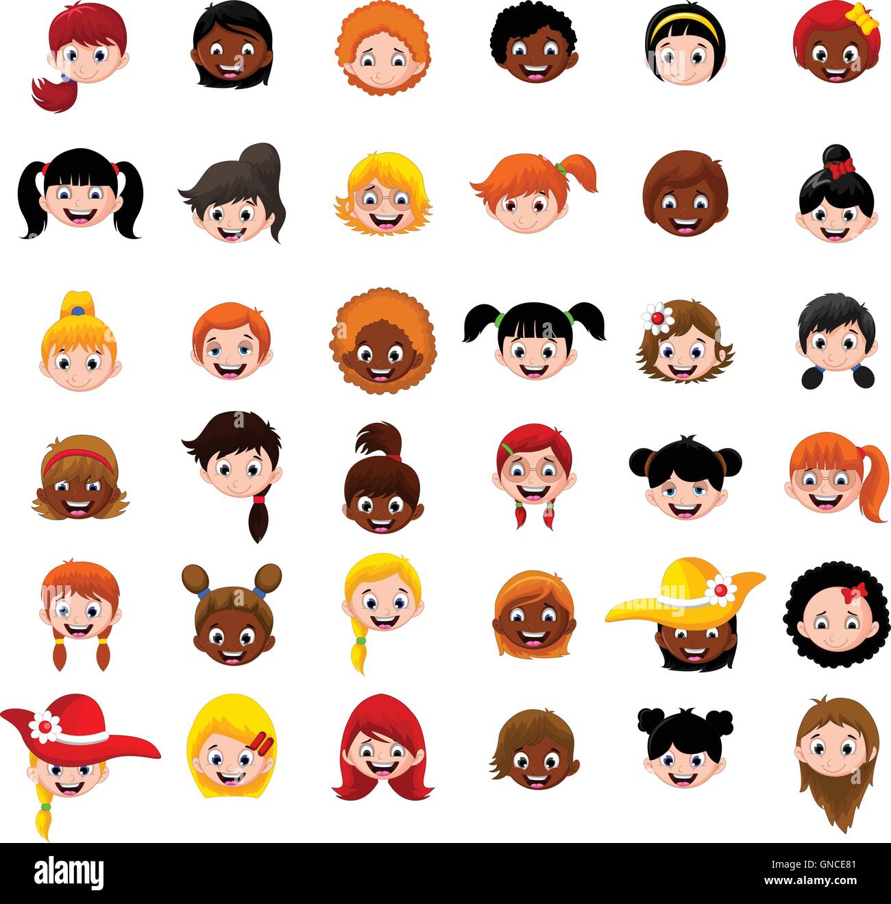 Cartoon girl child avatar sad Banque d'images vectorielles - Alamy