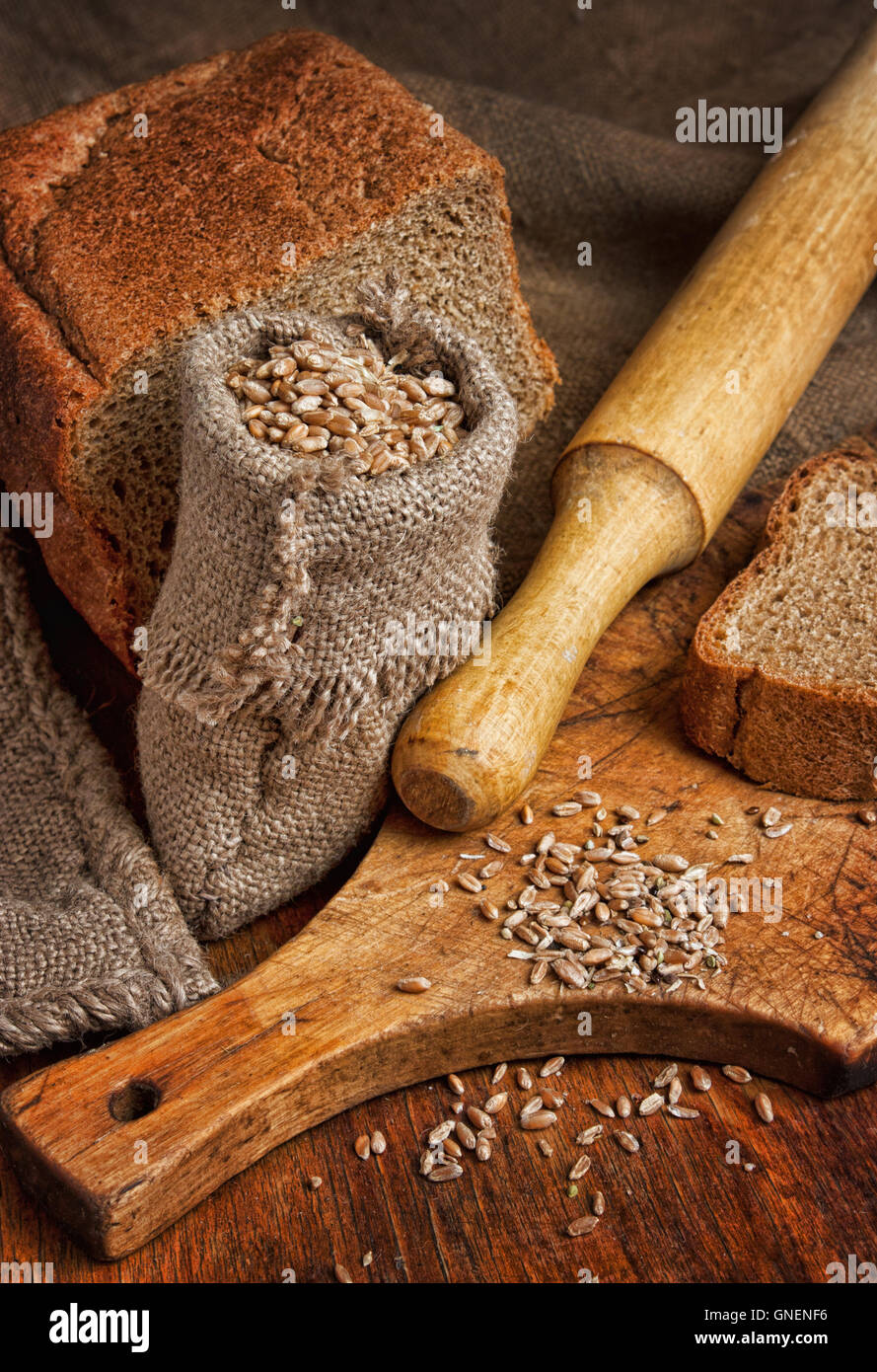 Sac de blé dans la boulangerie Photo Stock - Alamy