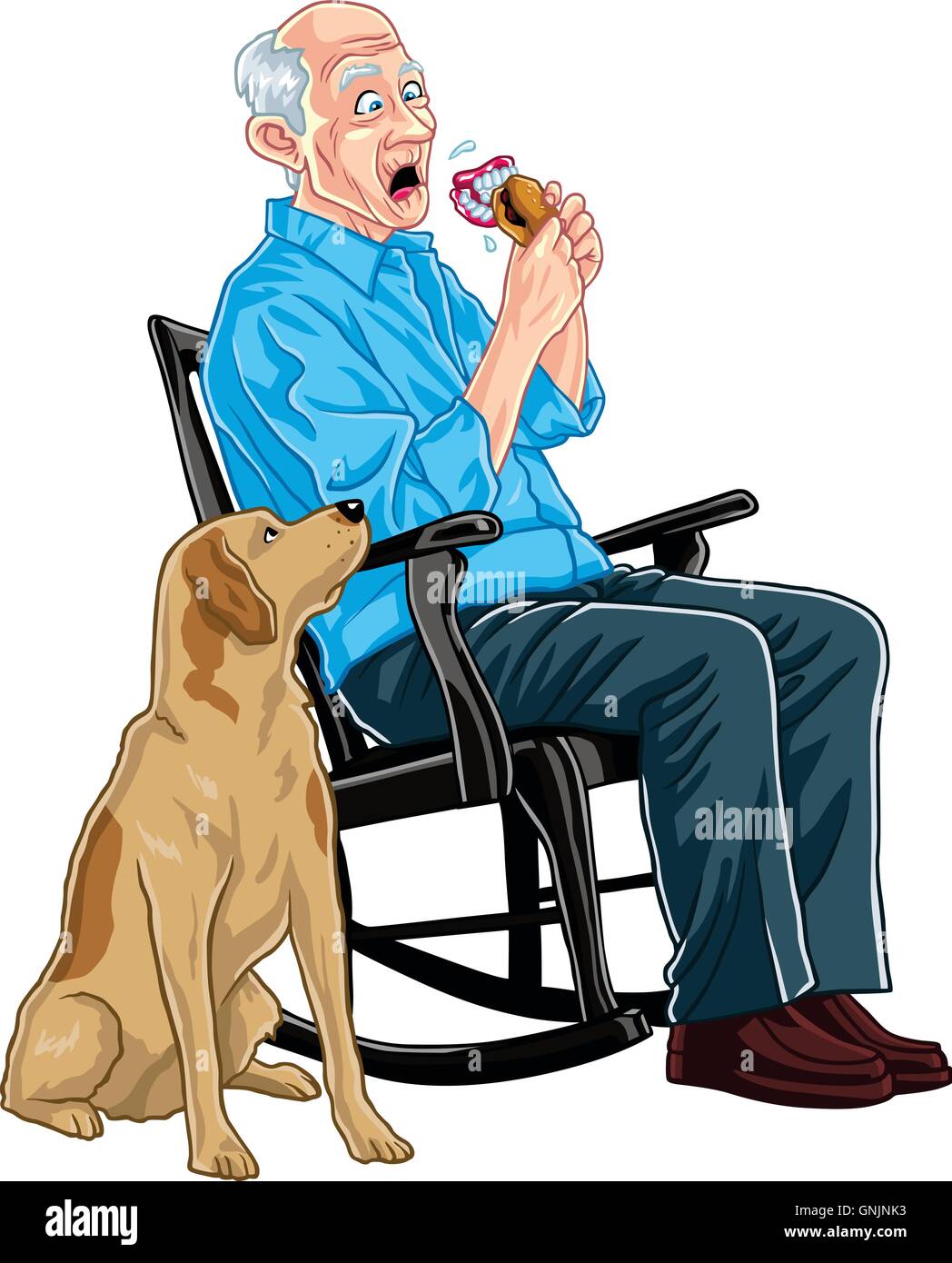 Cartoon man eating burger Banque d'images vectorielles - Alamy