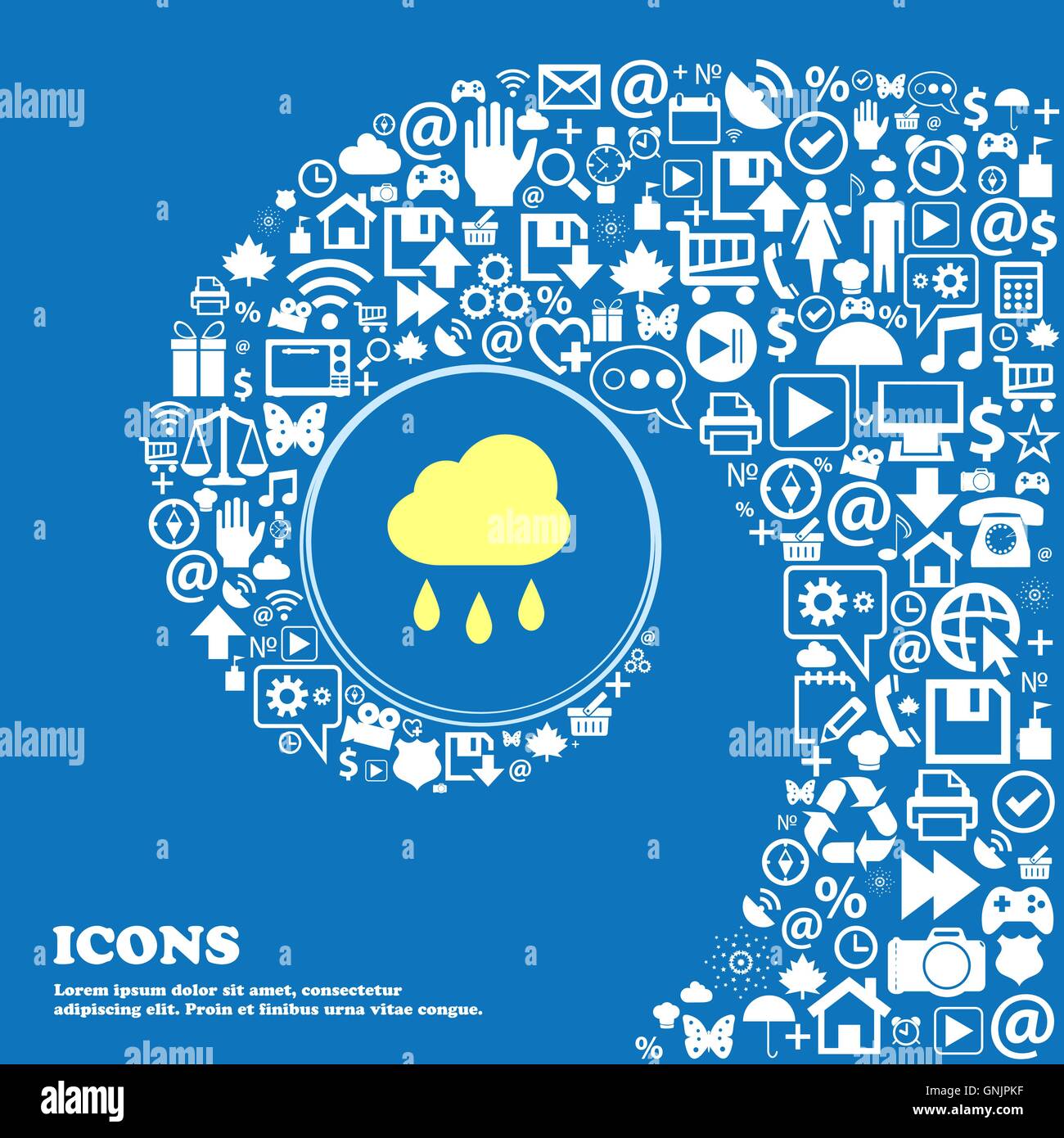 Signe de pluie météo symbole. Bel ensemble de belles icônes spirale ...