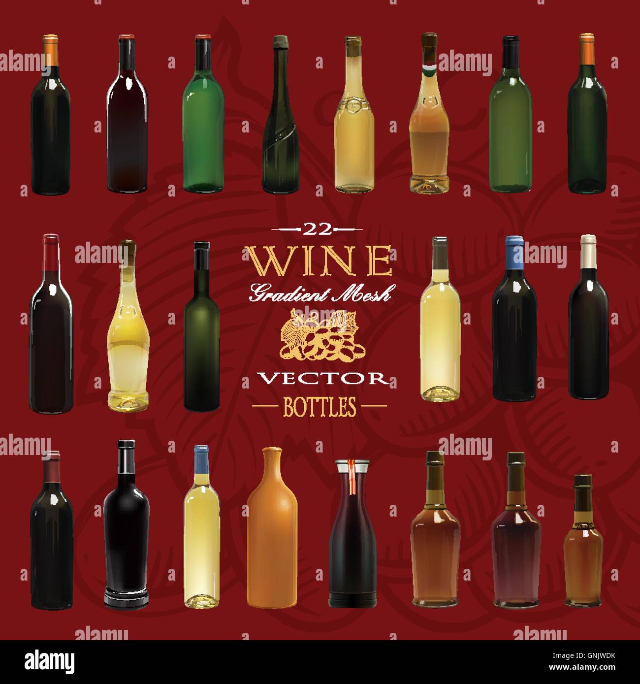 Différents types de bouteilles de vin. Vector Illustration Image ...