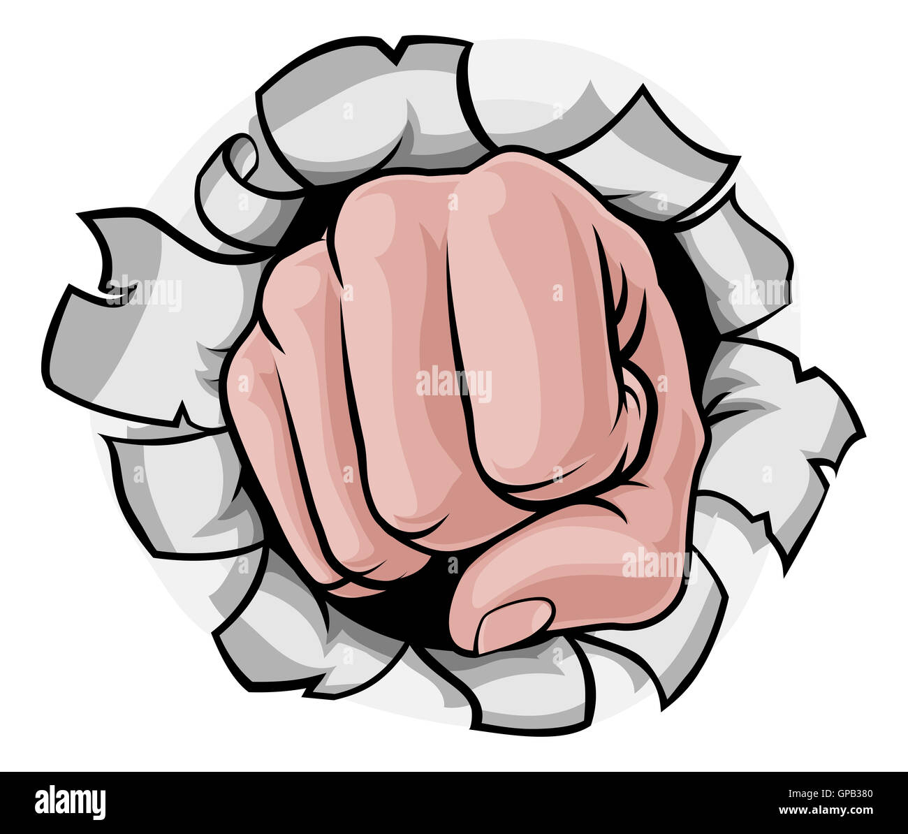 Un dessin de la main dans un poing de poing avec le poing avant sur l ...