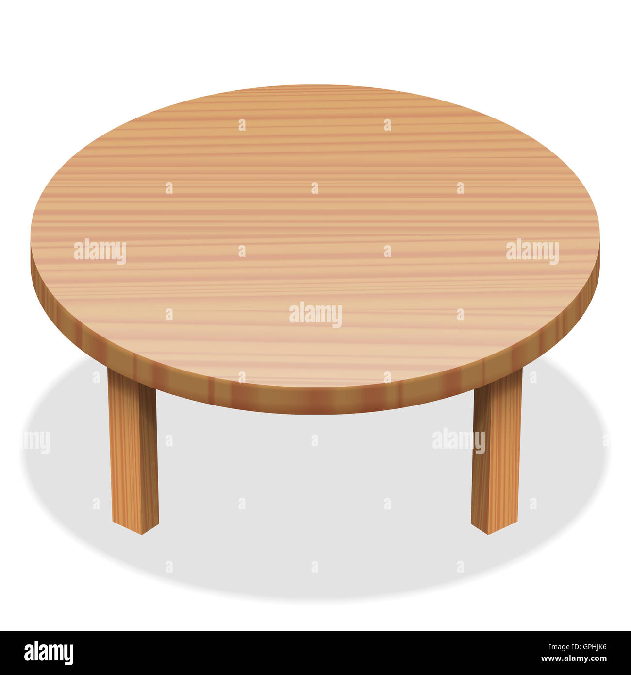 Table ronde - surface en bois. Illustration sur fond blanc Photo Stock ...