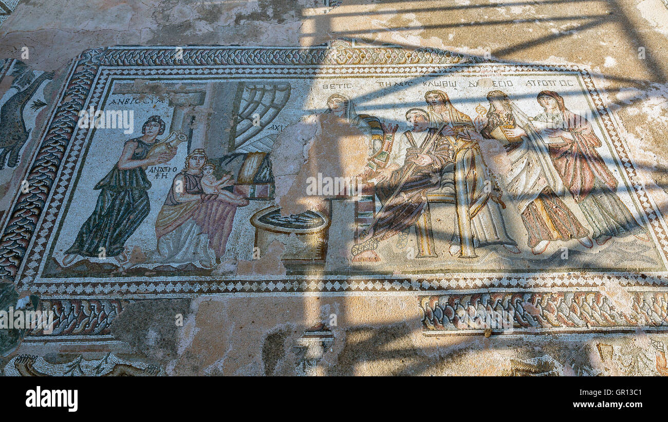 Le grec ancien marbre mosaïque dans le parc archéologique de Kato ...