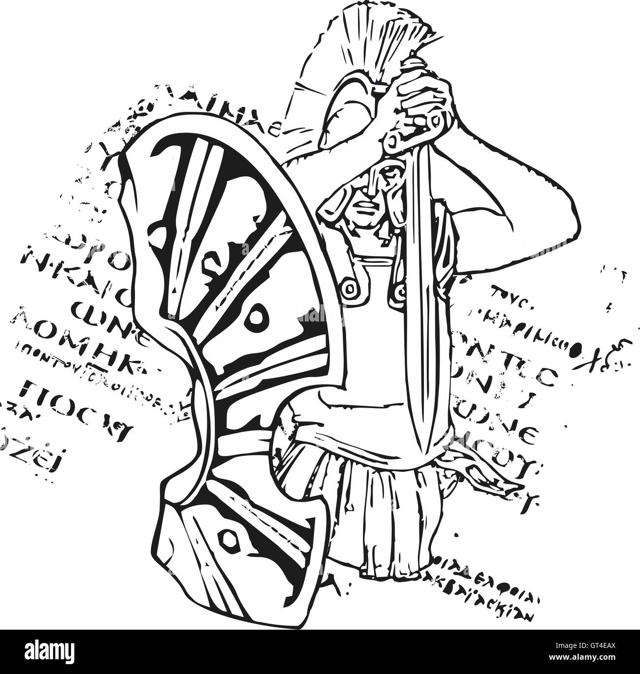 Bouclier spartiate Banque d'images noir et blanc - Alamy