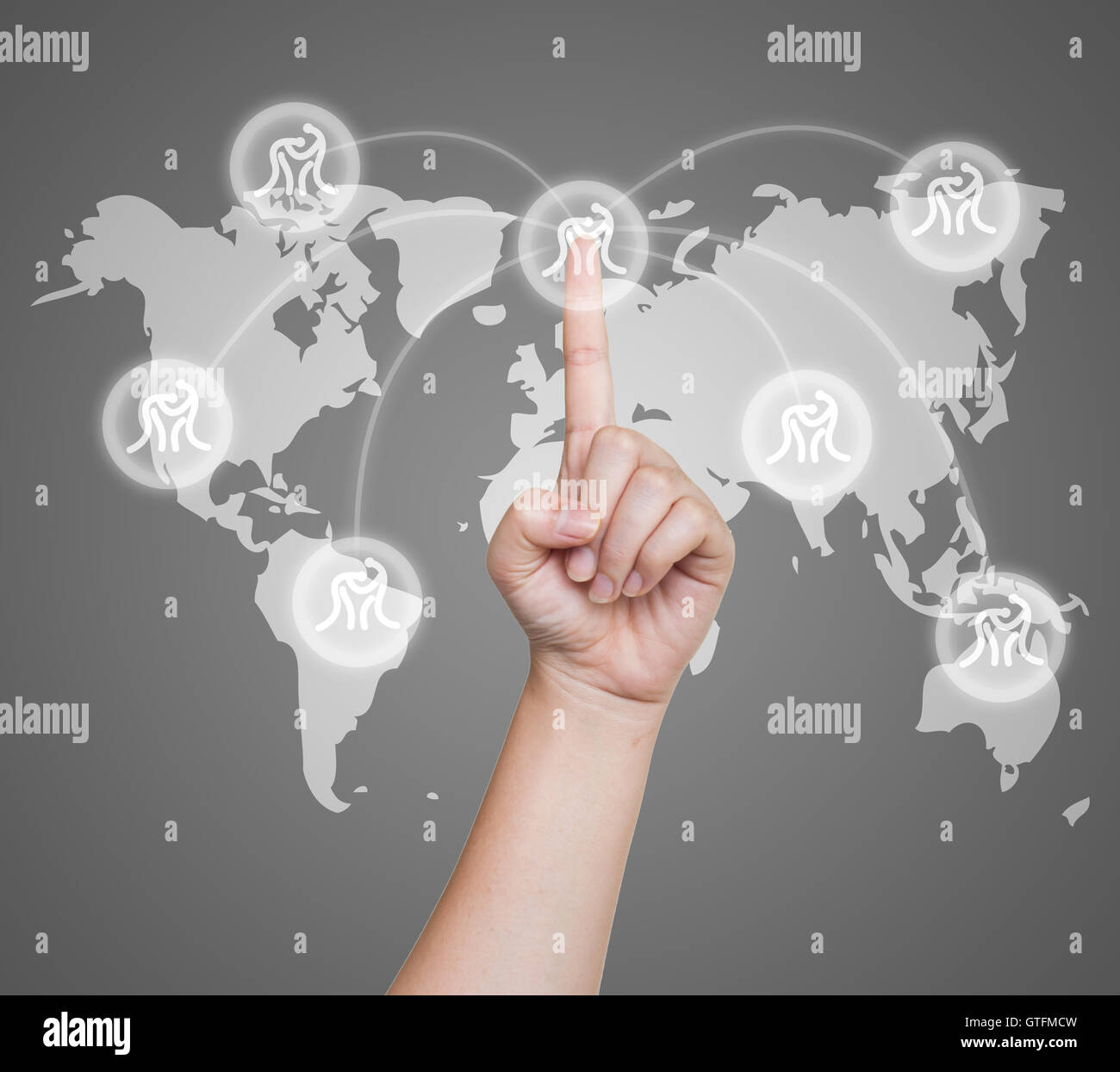 En poussant le bouton main sport badminton sur une interface d'écran ...