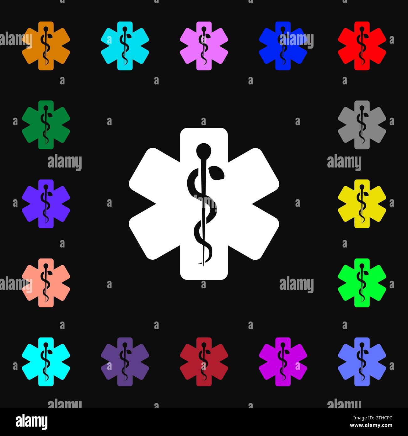 L'icône de médecine signe. Beaucoup de symboles colorés pour votre ...