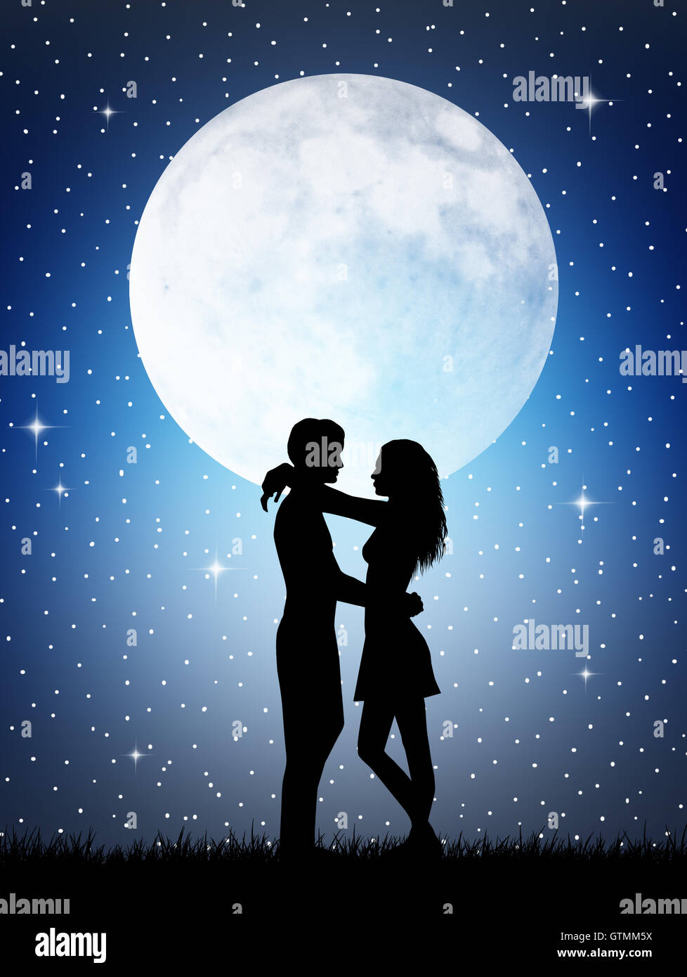 Love Couple In Moonlight Banque d'image et photos - Alamy