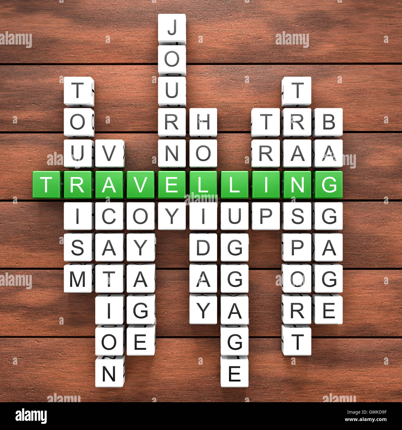 Tableau de mots croisés voyage Photo Stock - Alamy