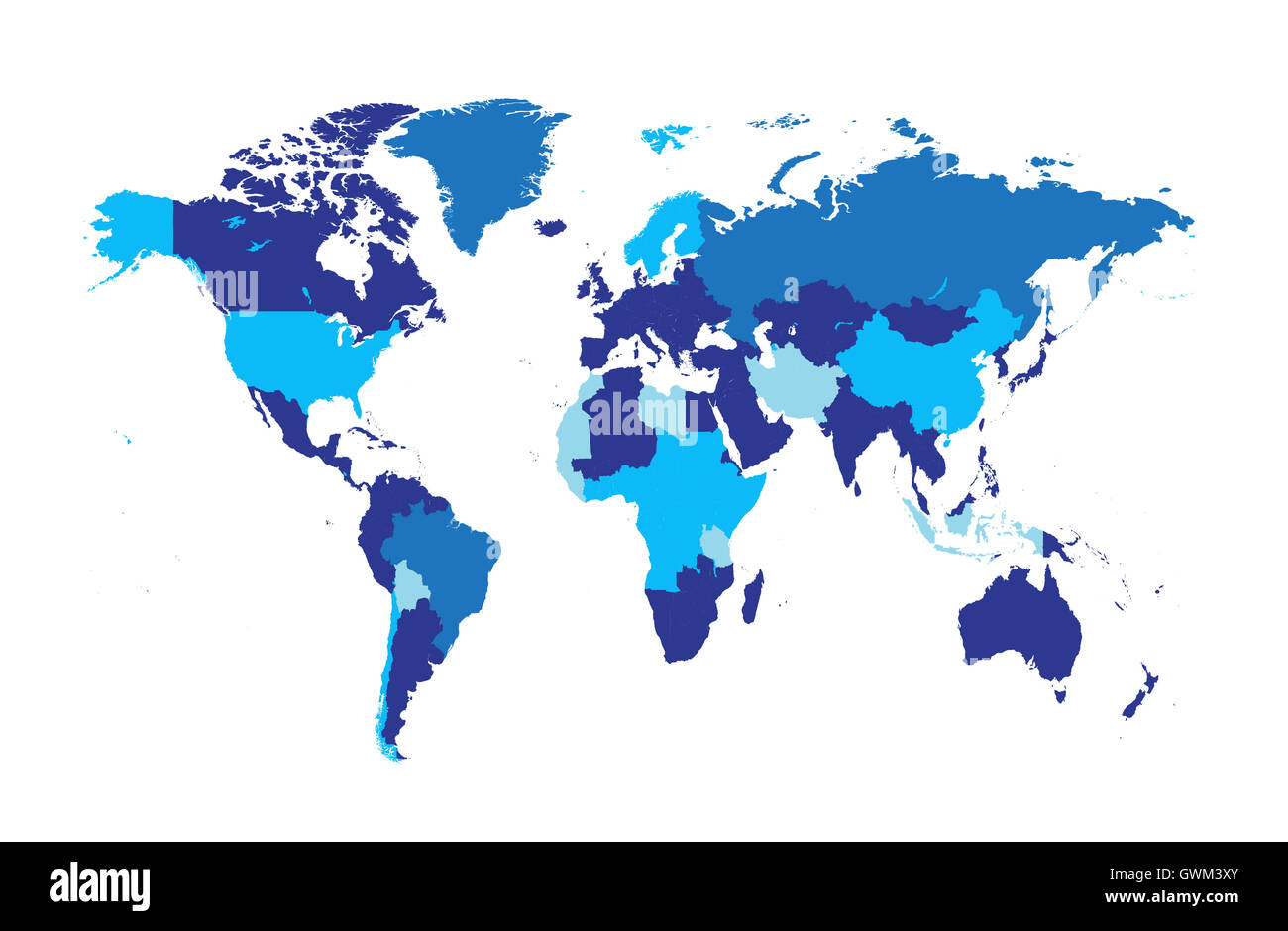 Carte du monde avec les pays plat vector Photo Stock - Alamy