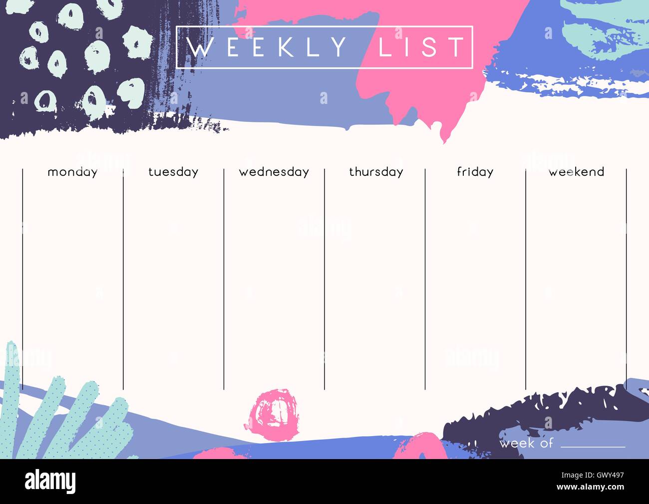 Printable weekly planner pastel Banque de photographies et d’images à ...