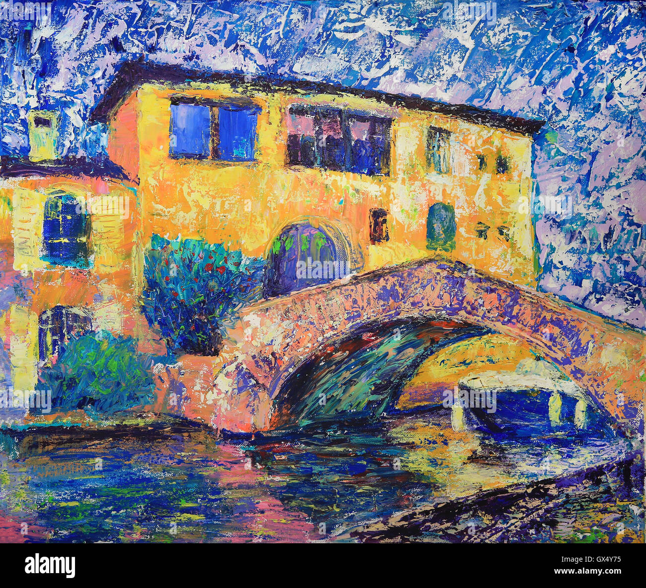 Peinture d'art de Port Grimaud en France Photo Stock - Alamy