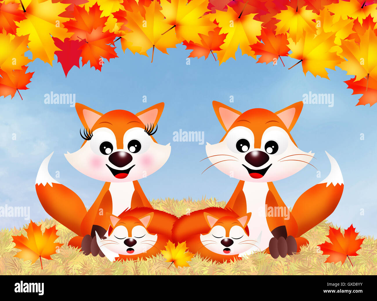 Couple renard dessin animé Banque de photographies et d’images à haute ...