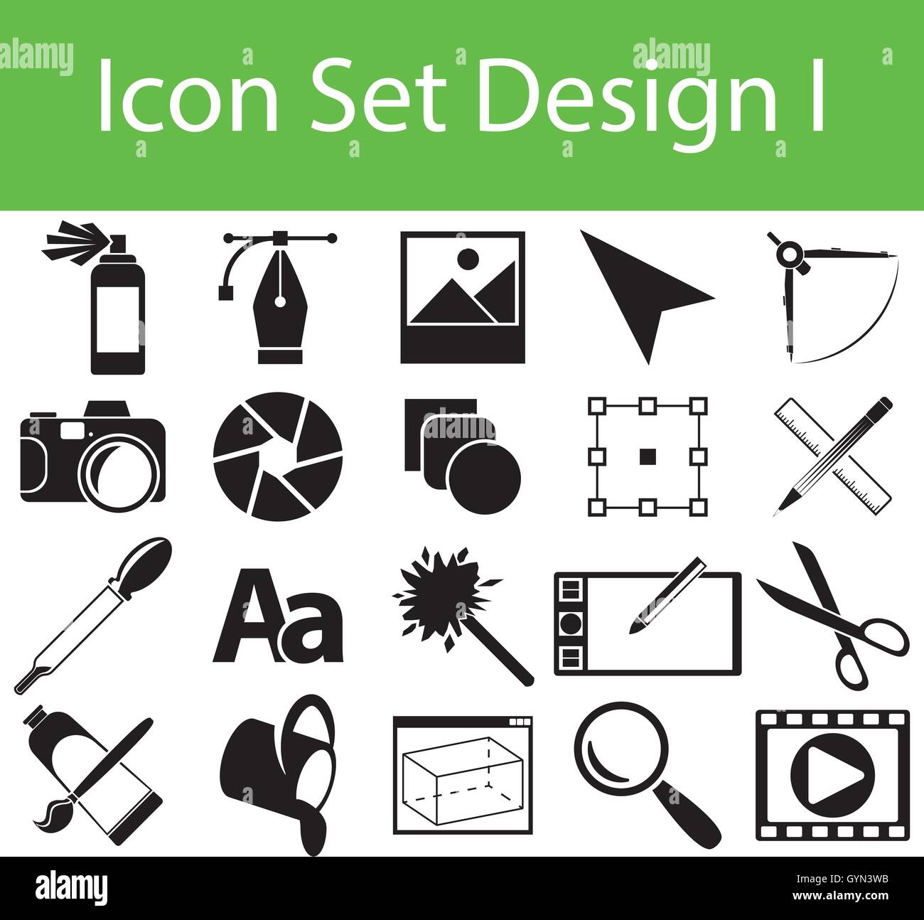 Icon Set Design I avec 20 icônes pour l'utilisation créative en design ...