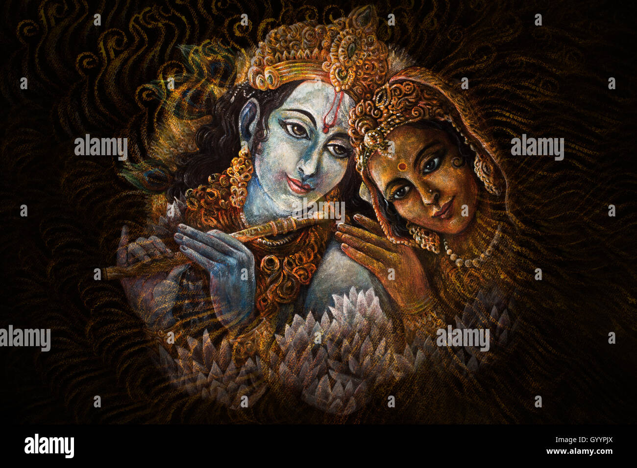 Hinduism painting lord krishna flute Banque de photographies et d ...