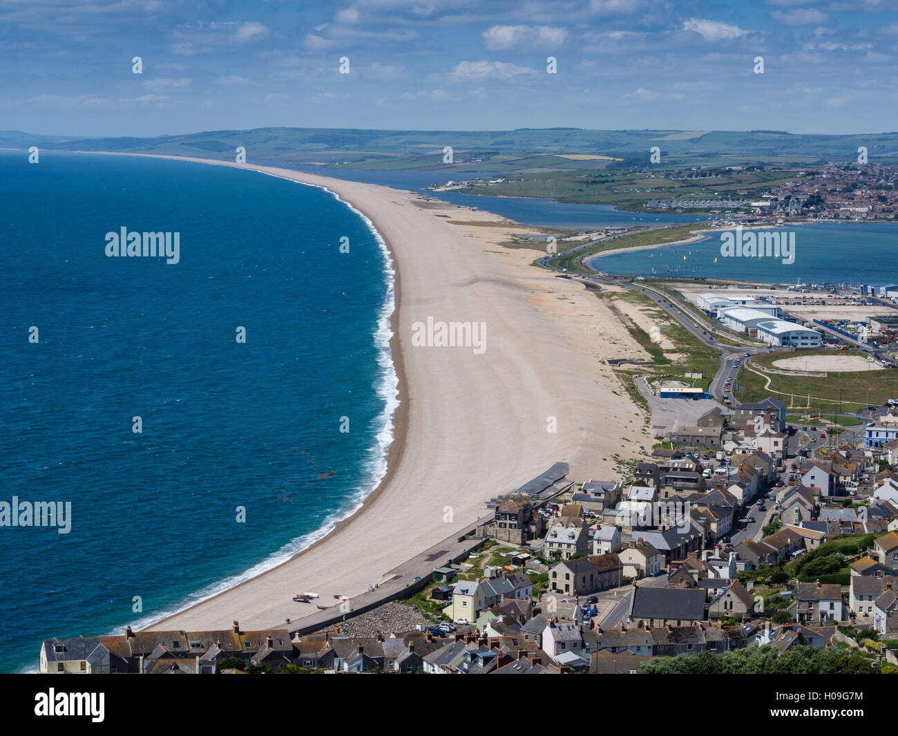 Plage de Chesil et le lagon de la flotte à partir de Portland, Jurassic ...
