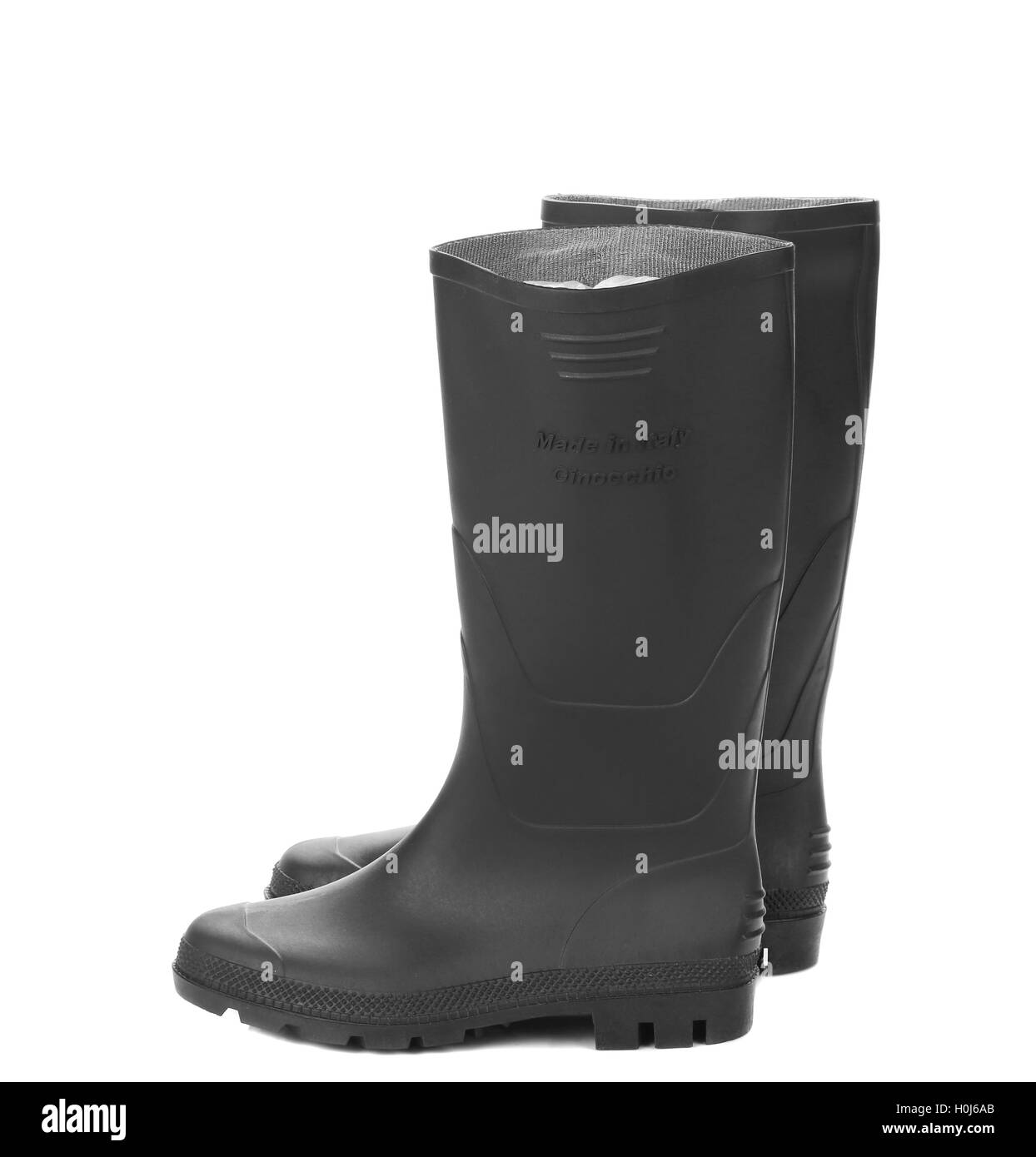 Vieille botte en caoutchouc Banque d'images noir et blanc - Alamy