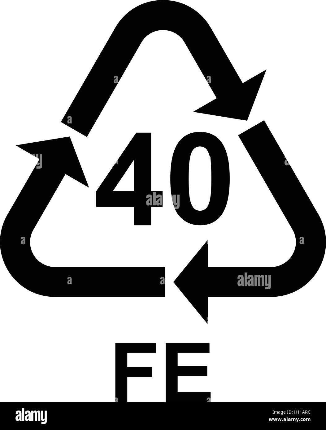 Symbole de recyclage de l'acier fe 40, code de recyclage de métaux fe ...