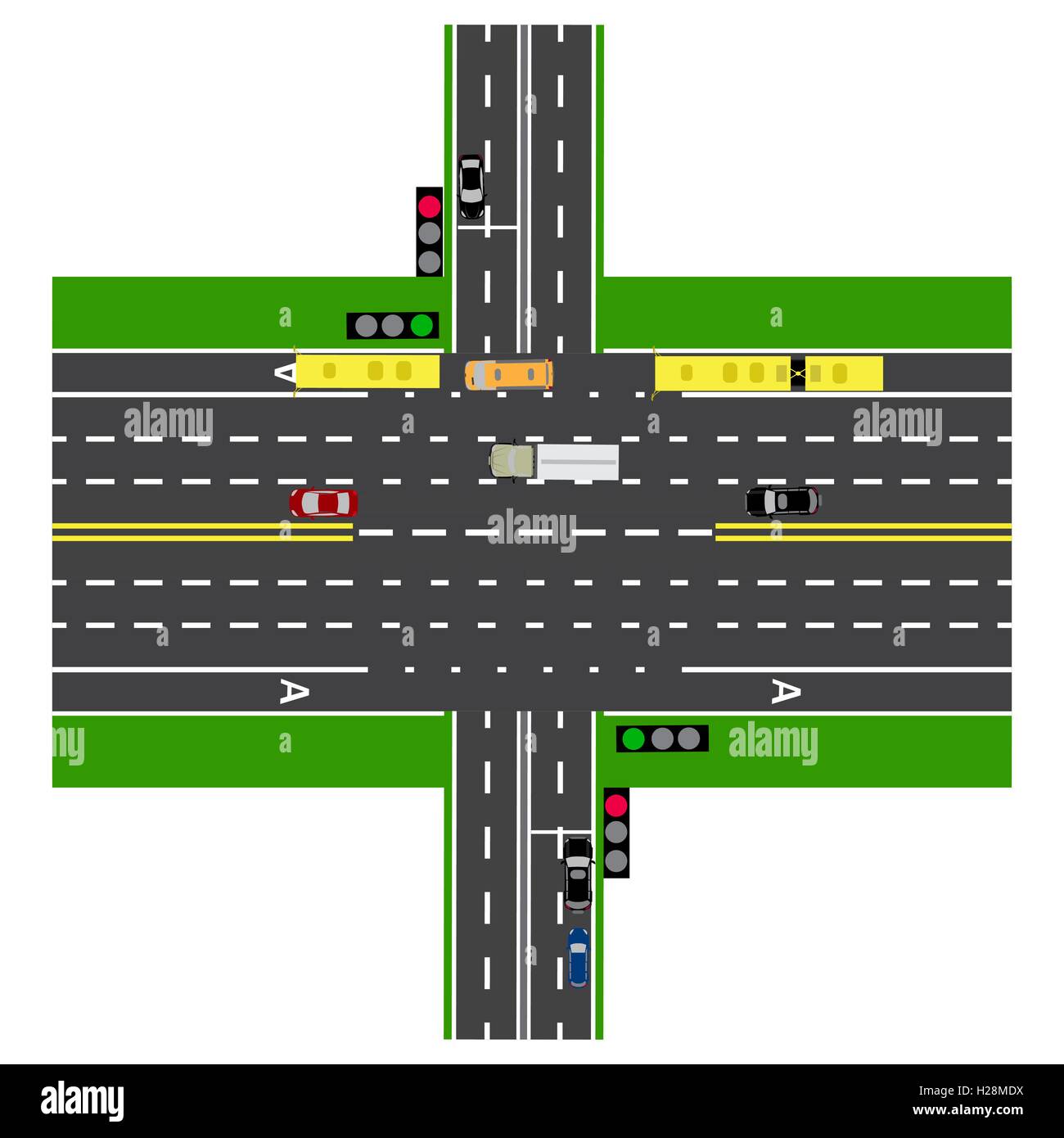 Road l'infographie. L'autoroute grande intersection avec la route. Avec ...