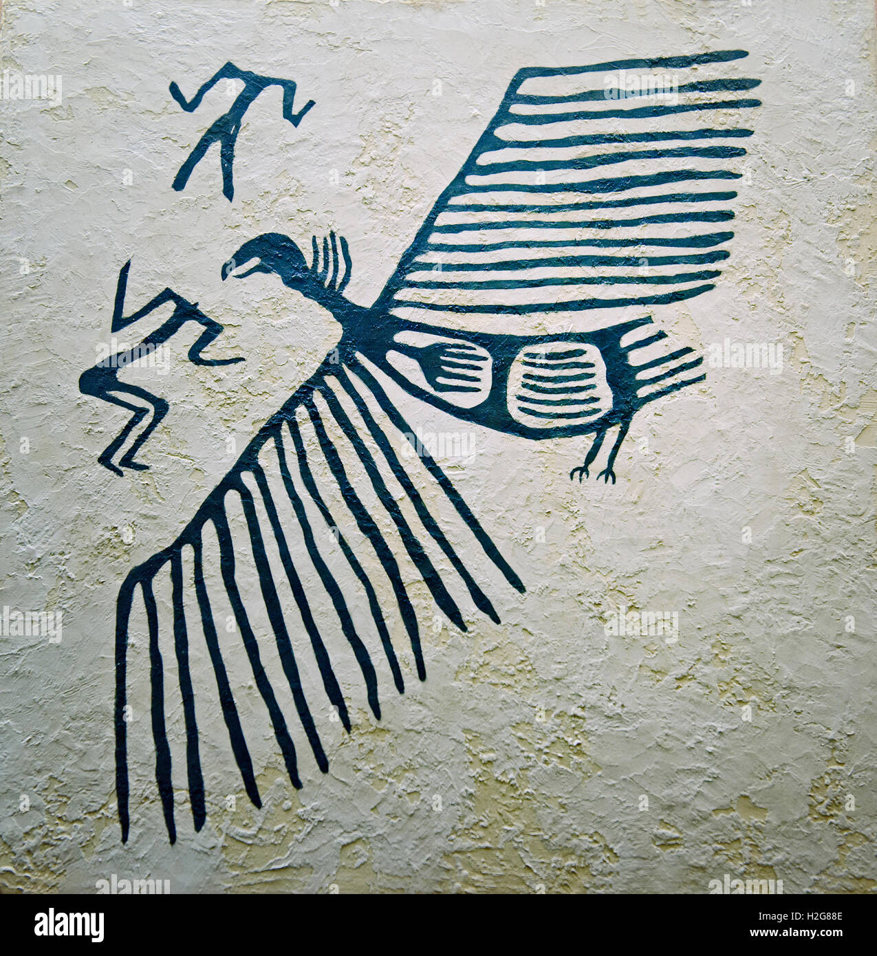 L'art de mur d'une chambre d'excavation connu comme le 'Vulture culte ...