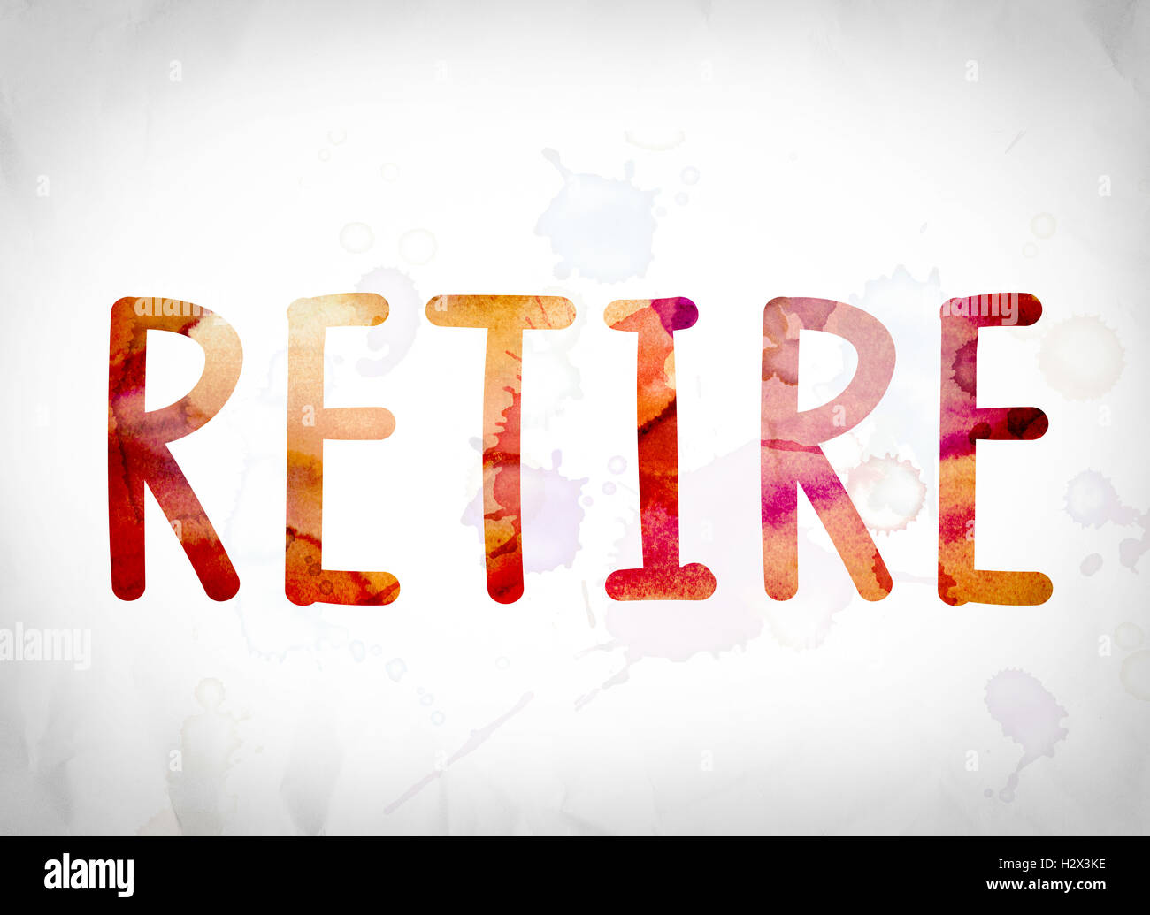 Le mot "retraite" écrit en aquarelle sur papier blanc un lavage concept ...