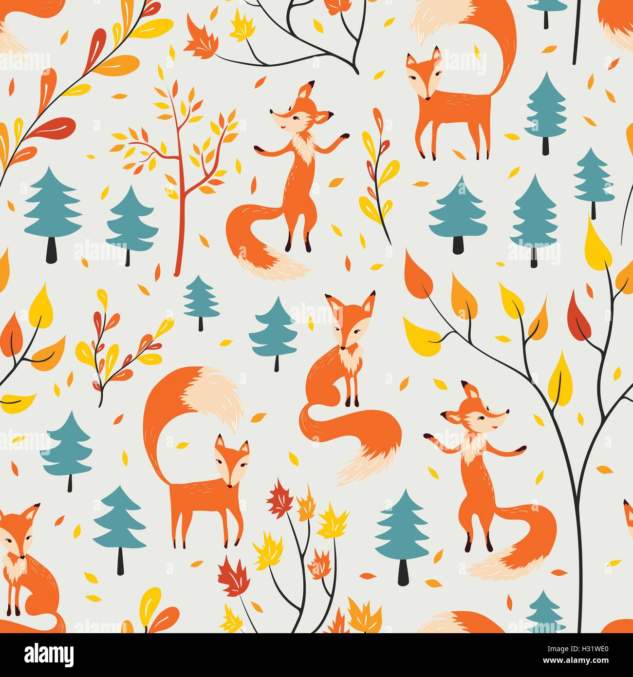 Renard en automne Banque d'images vectorielles - Alamy