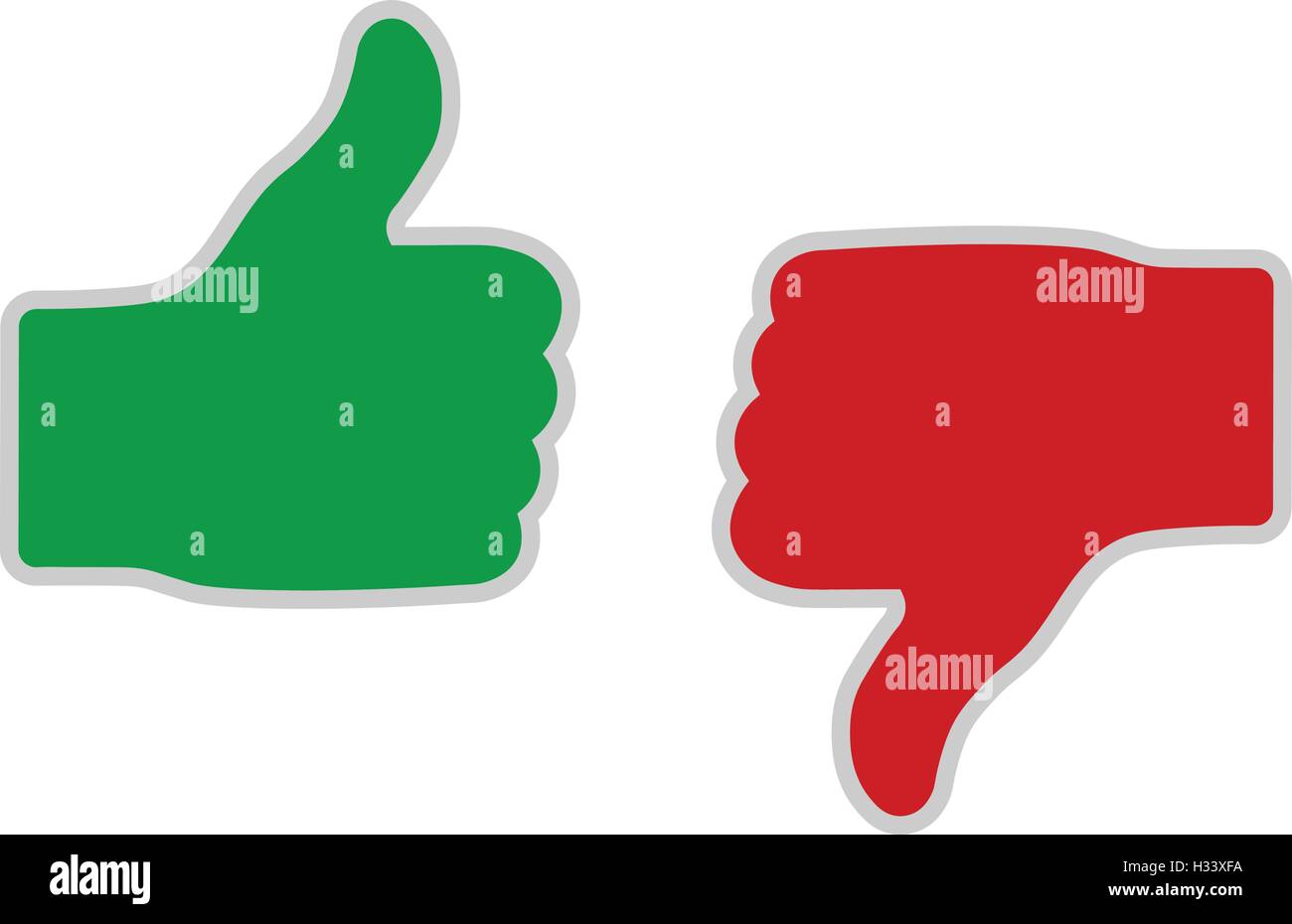 Pouce vert et le pouce vers le bas icône rouge set, vector illustration ...