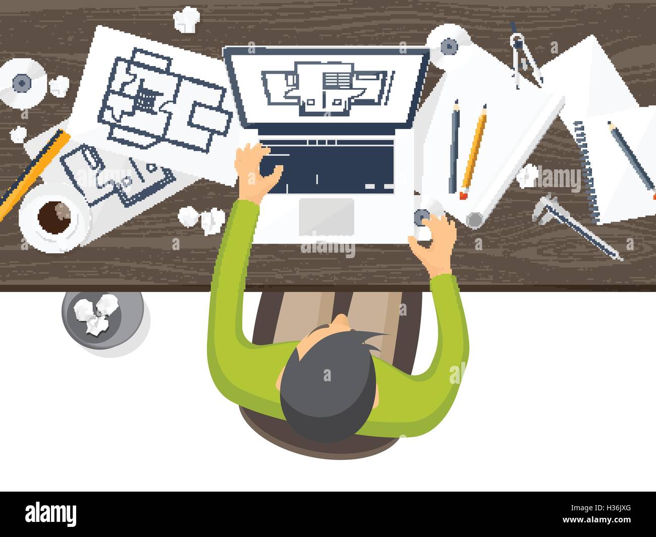 Vector illustration. Ingénierie et architecture. Le dessin, la ...