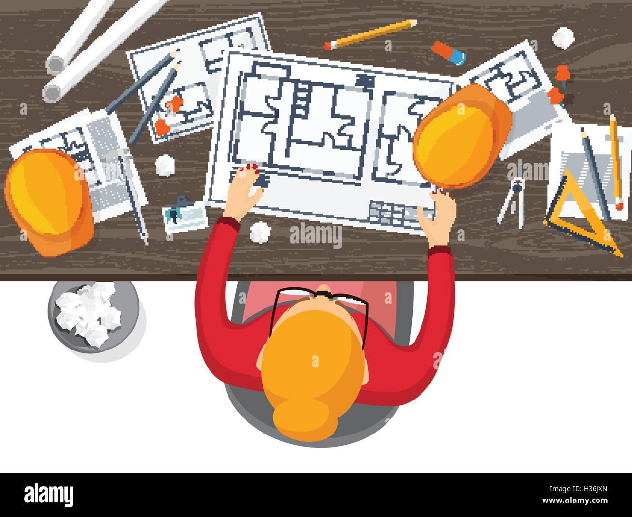 Vector illustration. Ingénierie et architecture. Le dessin, la ...