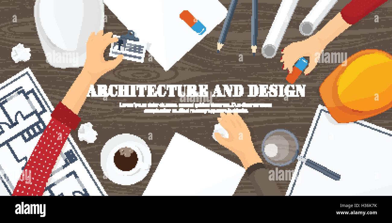 Vector illustration. Ingénierie et architecture. Le dessin, la ...