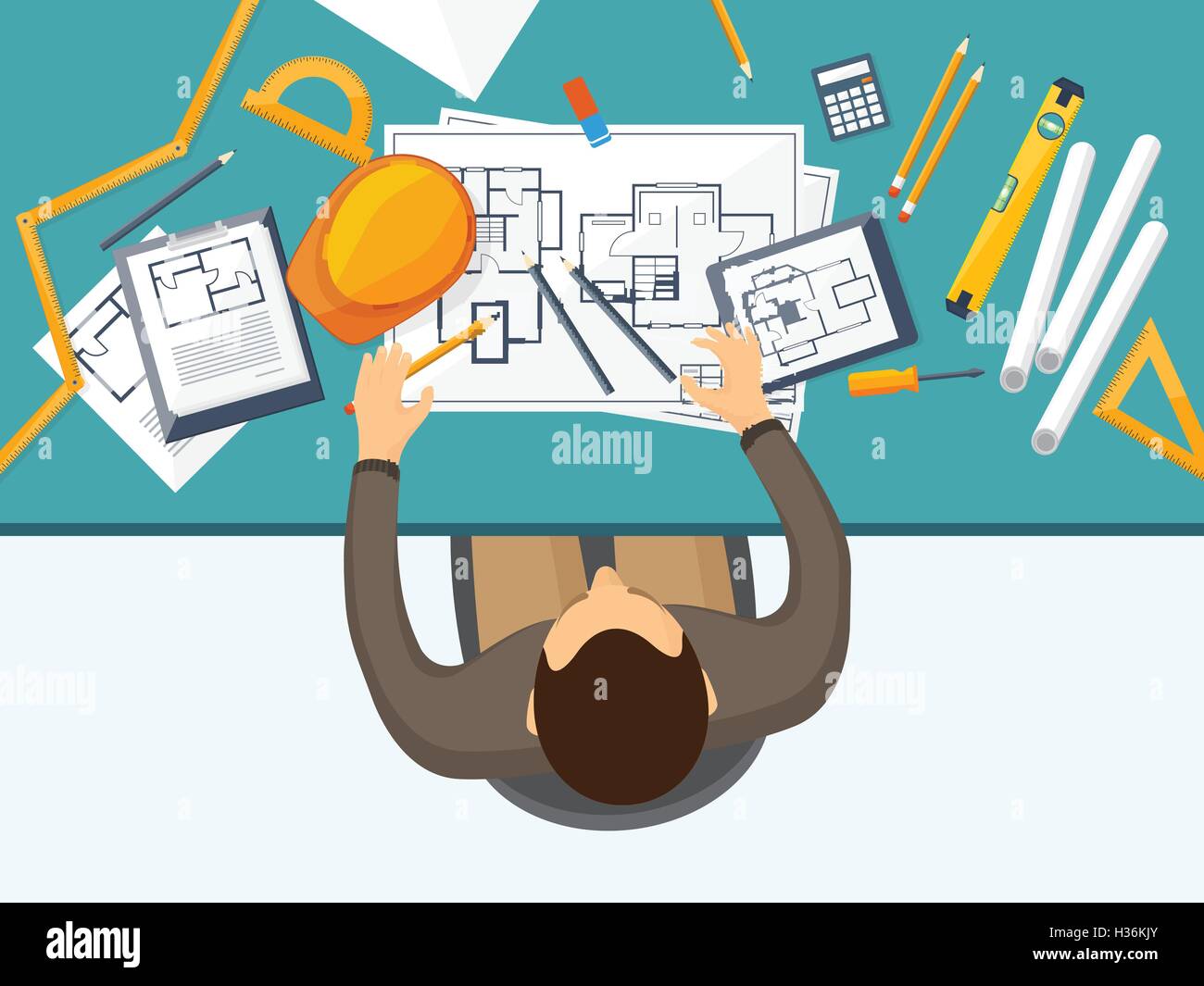 Vector illustration. Ingénierie et architecture. Le dessin, la ...