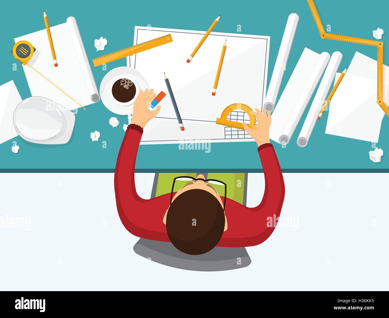 Vector illustration. Ingénierie et architecture. Le dessin, la ...