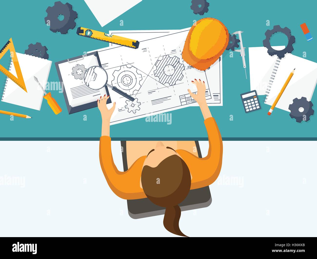 Vector illustration. Ingénierie et architecture. Le dessin, la ...