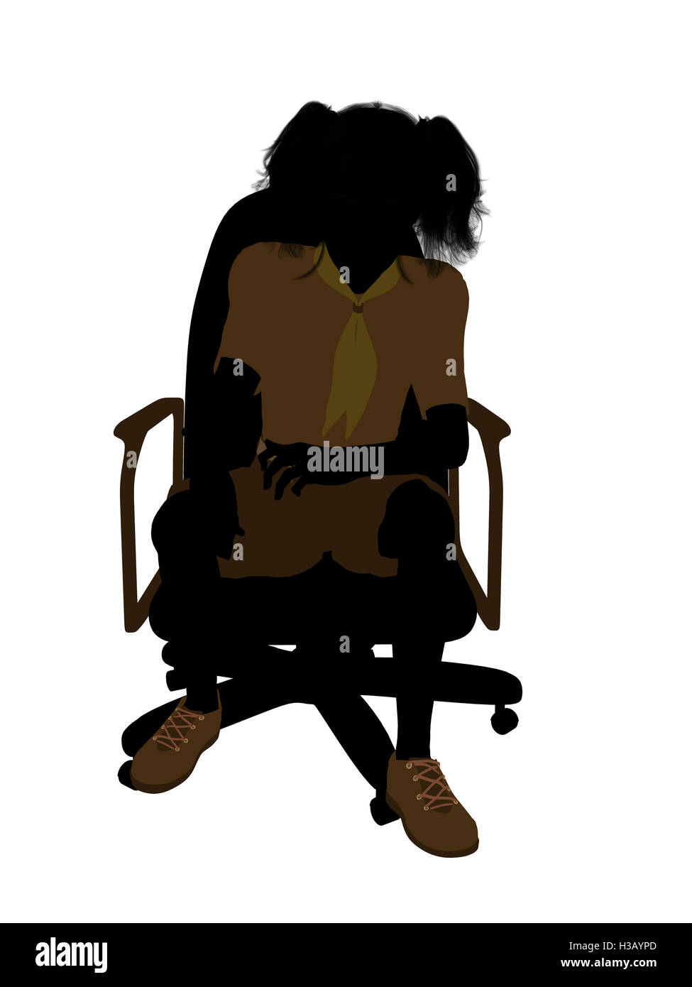 Girl Scout assis sur une chaise Illustration Silhouette Photo Stock - Alamy