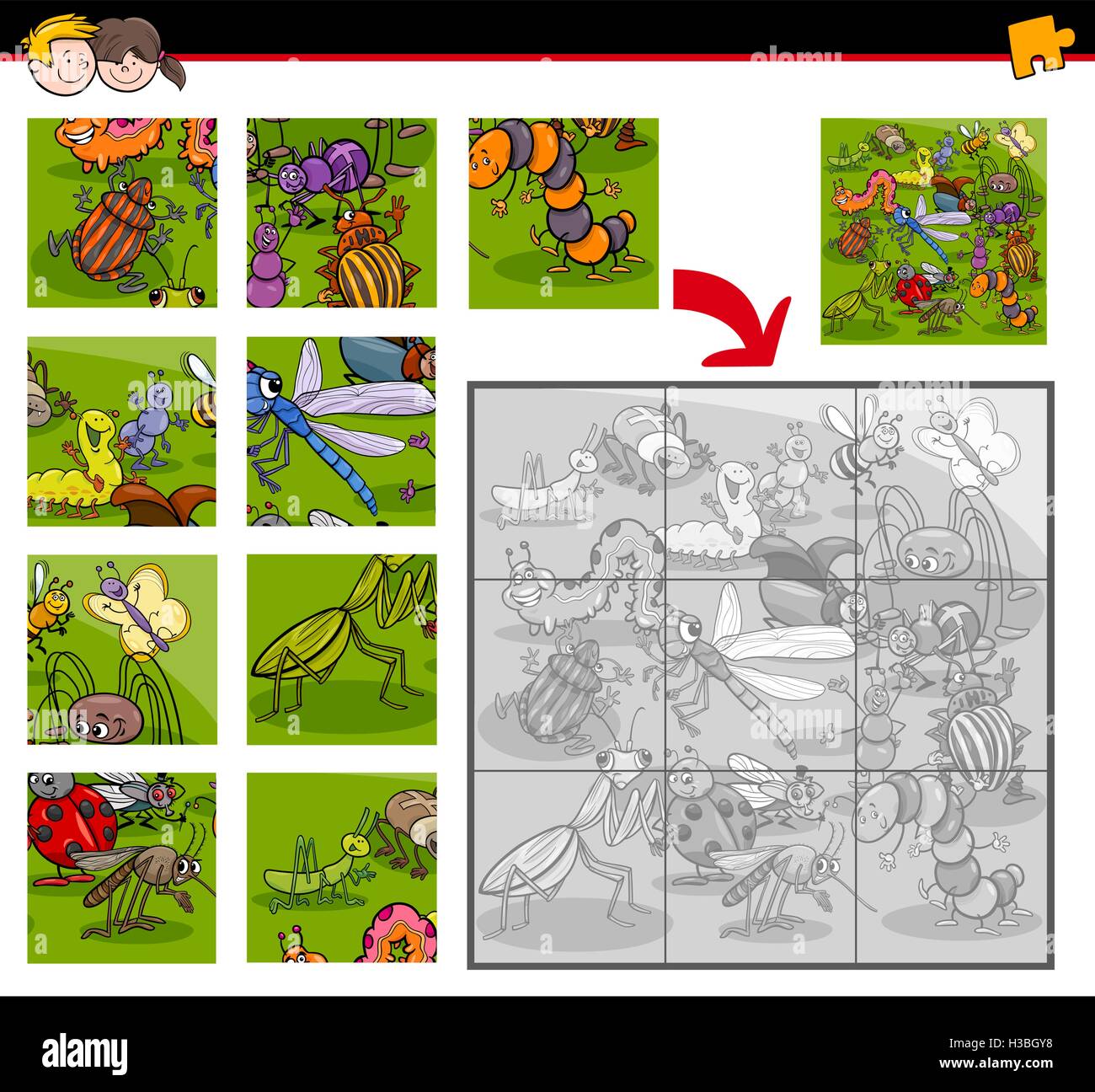 Cartoon Illustration de l'éducation Activité casse-tête pour les ...