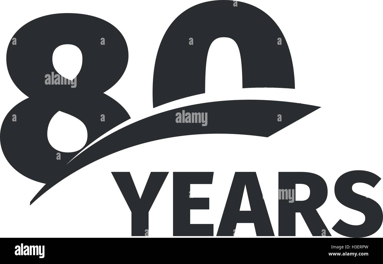 Abstraite noir isolé 80e anniversaire logo sur fond blanc. Numéro 80 ...