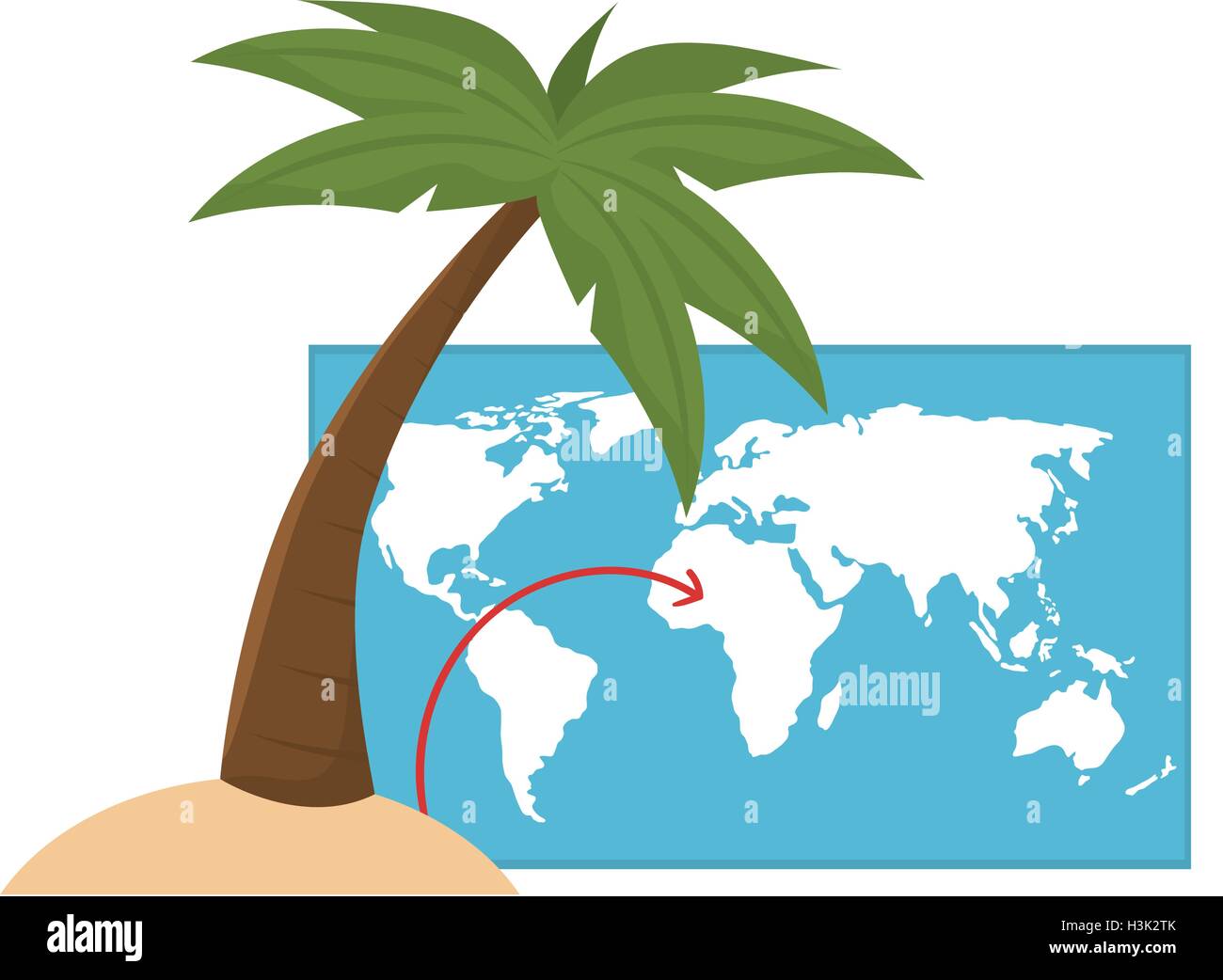 Carte du monde et palm tree Image Vectorielle Stock - Alamy