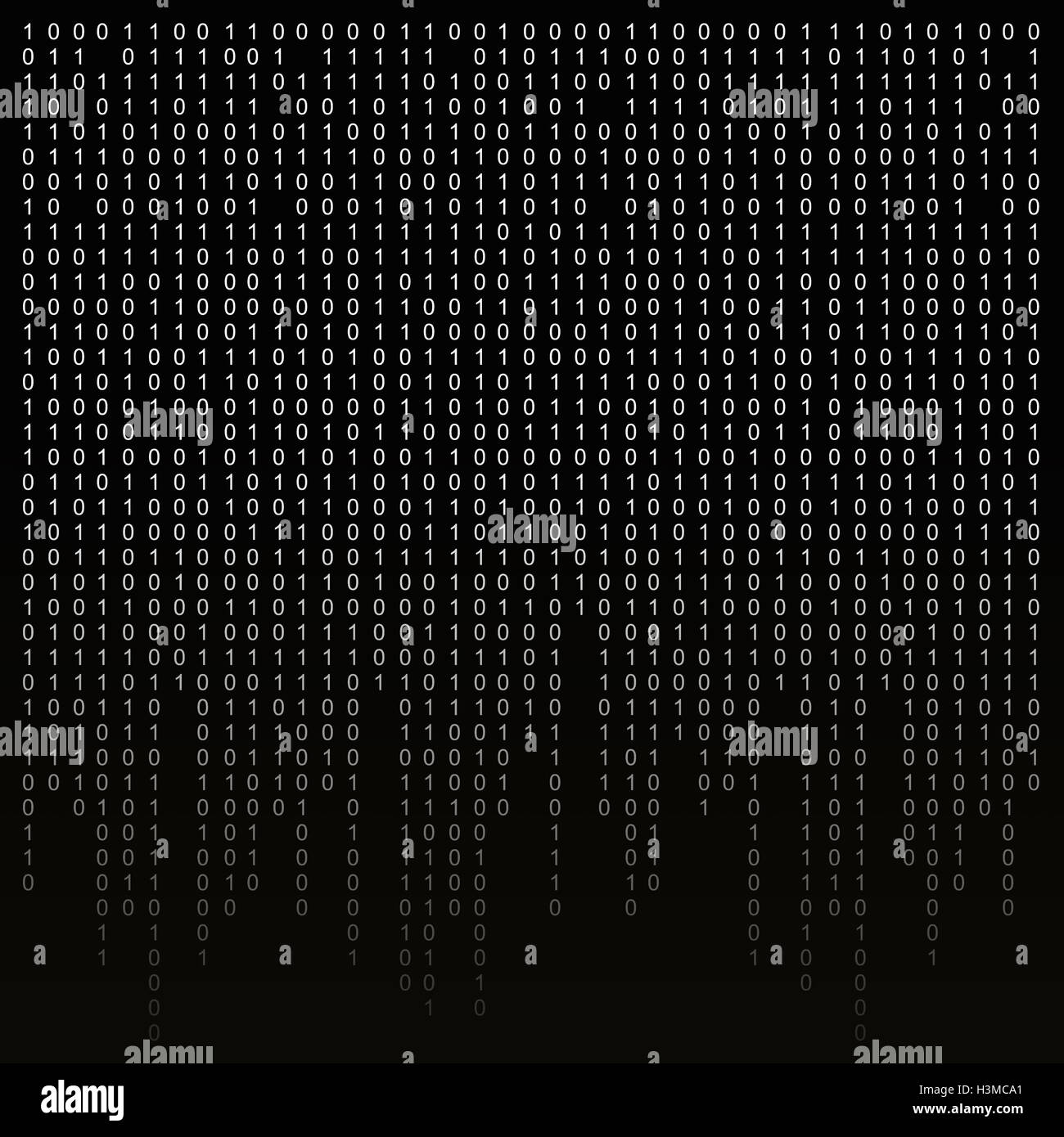 Code binaire sur un fond noir. Algorithme de cryptage, d'encodage ...