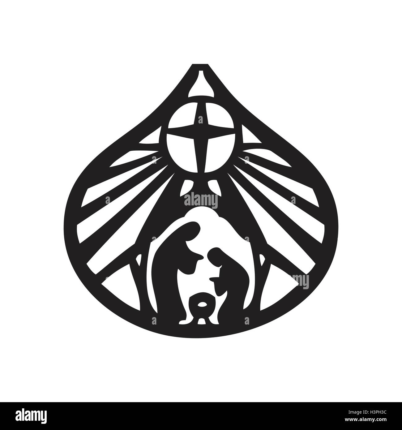 Sainte famille Christian silhouette vecteur icône illustration sur fond ...