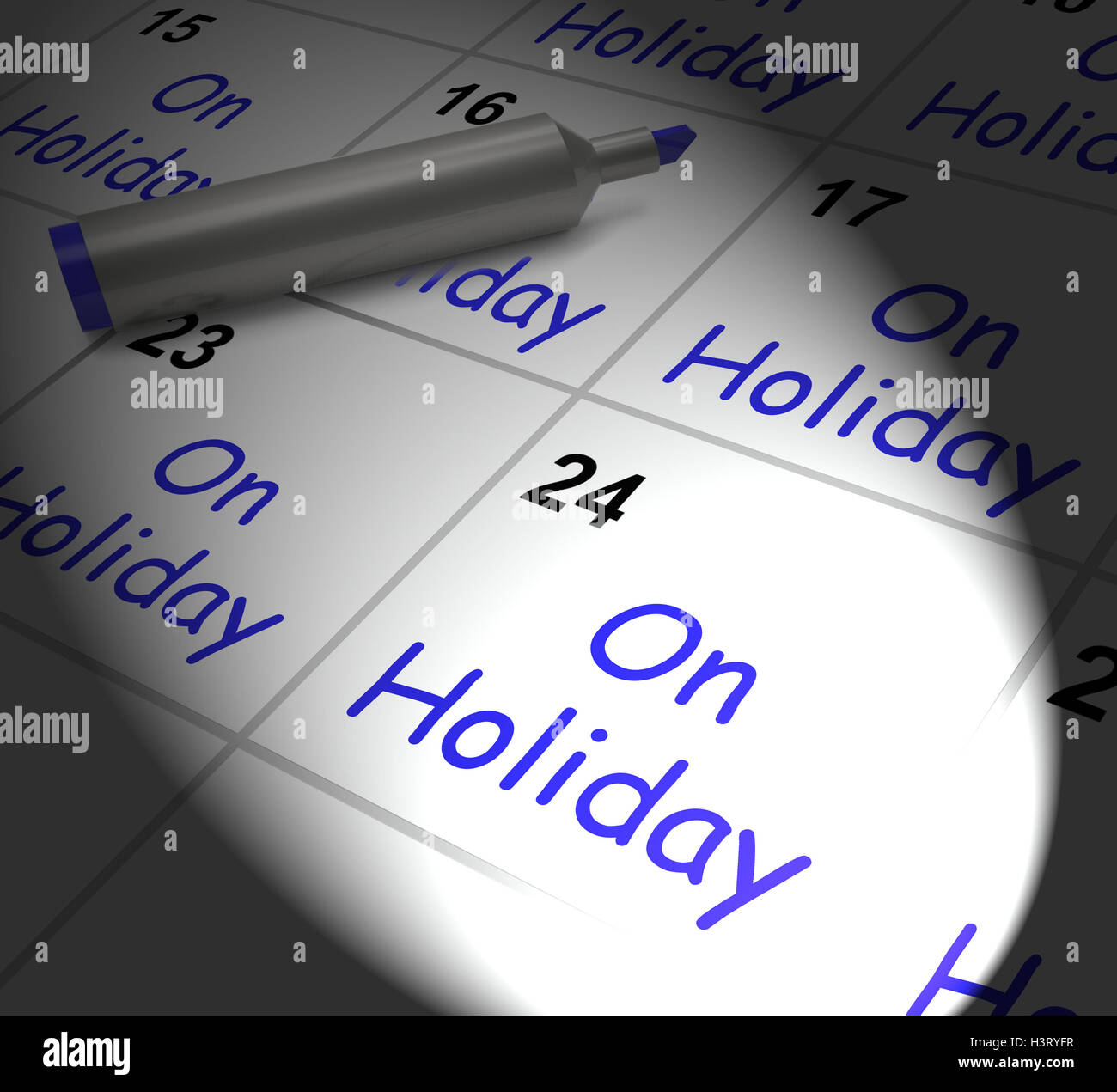 En vacances Calendrier affiche son congé annuel ou congé Photo Stock ...