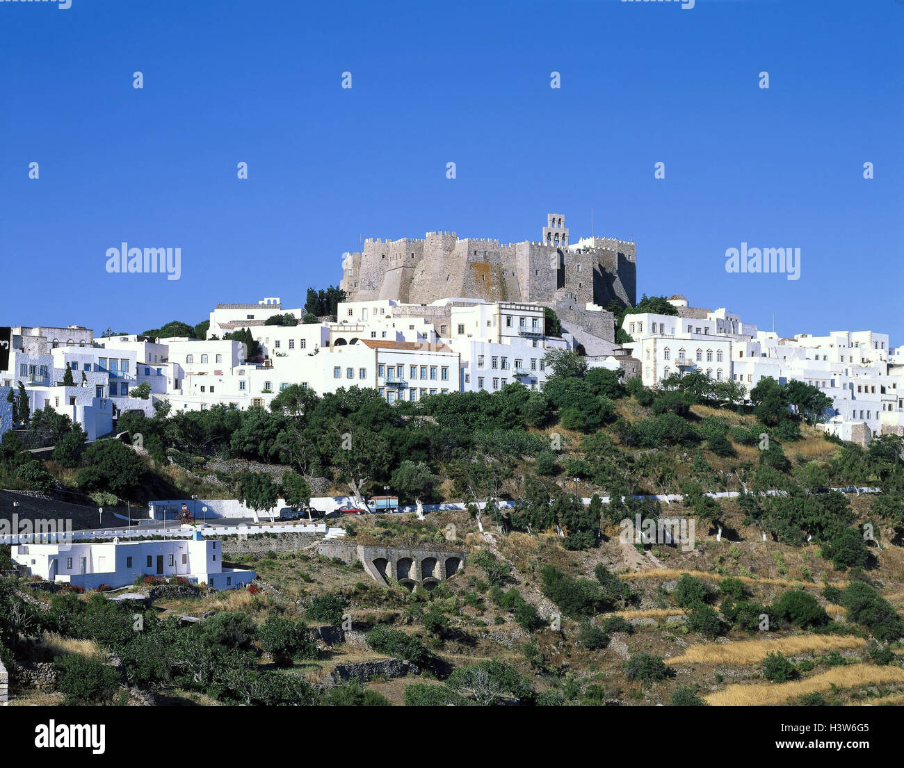 La Grèce, Dodécanèse, Patmos Patmos, ville, vue sur la ville, le ...