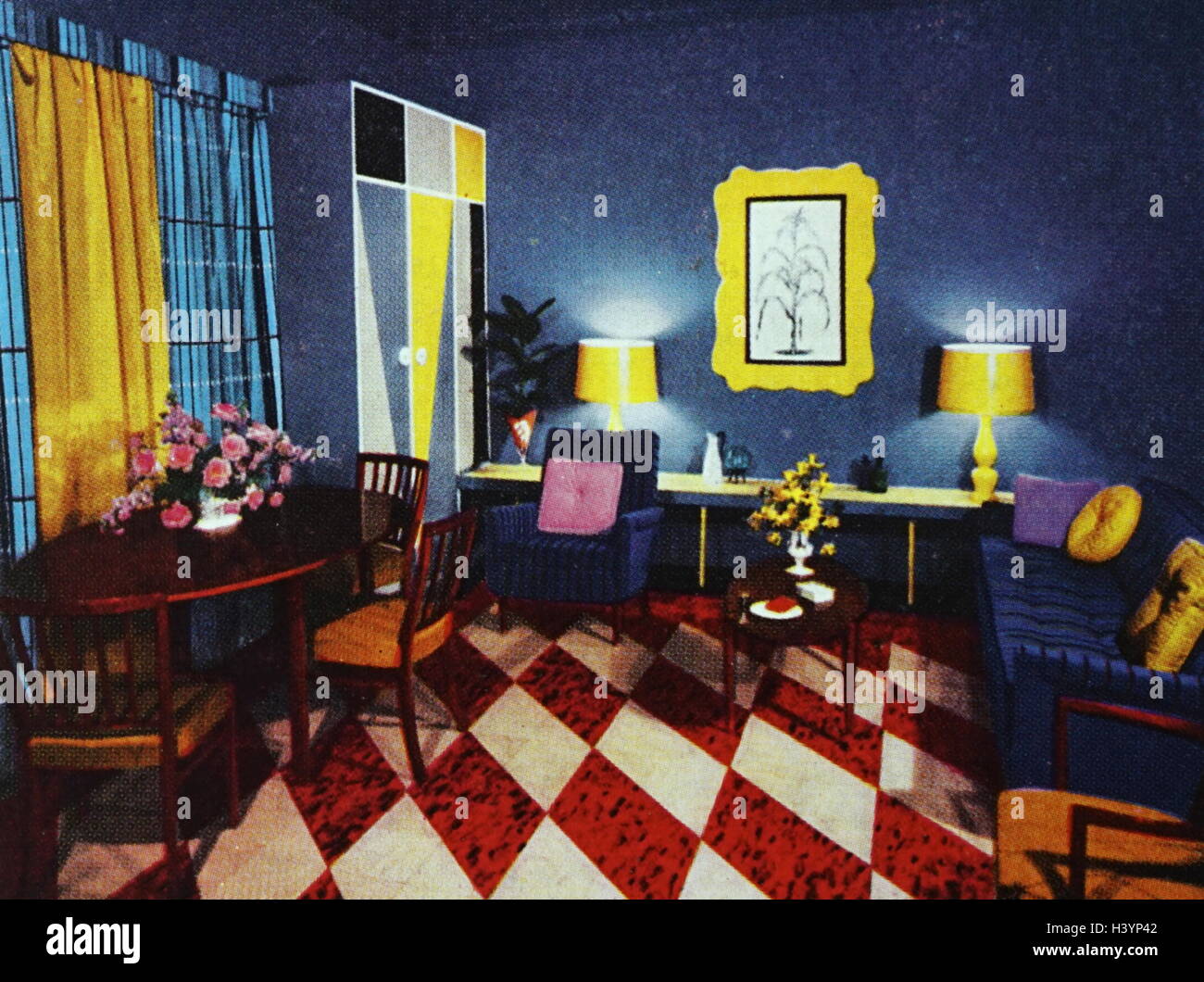 Exemple de l'intérieur d'une maison britannique pendant les années 1960 ...