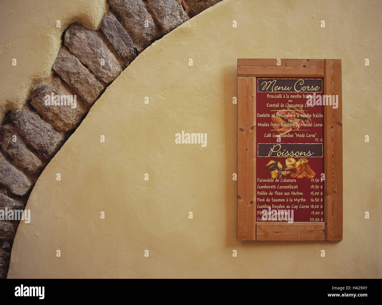 L'île de France, la Corse, je'lle Rousse, bar, façade, détail, carte ...