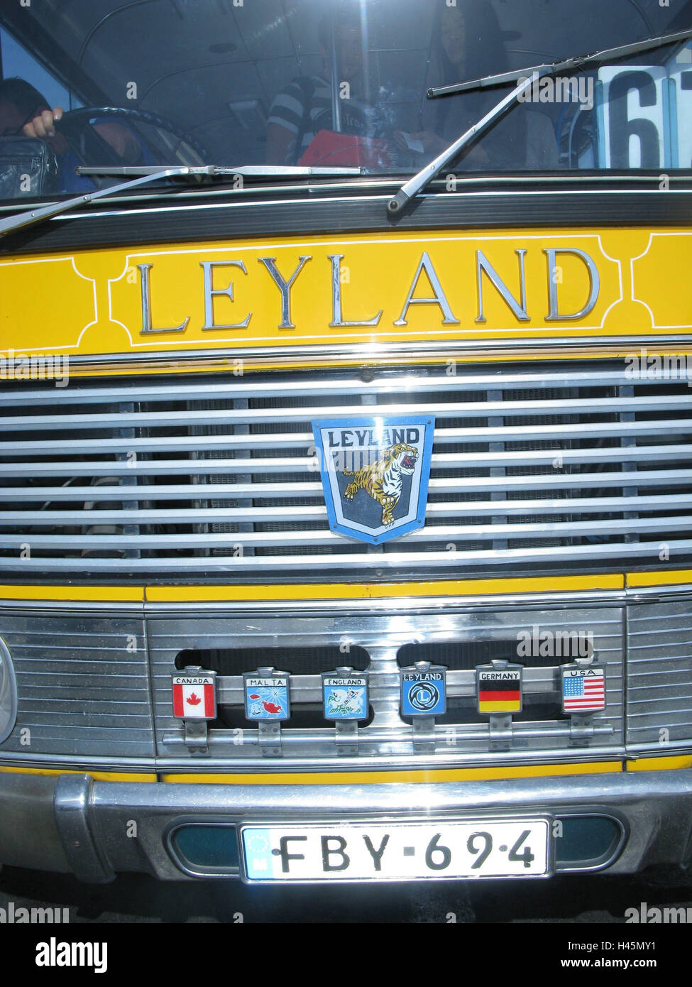 Bus, détail, calandre, plaque signalétique, AVC, Leyland, pas de biens ...