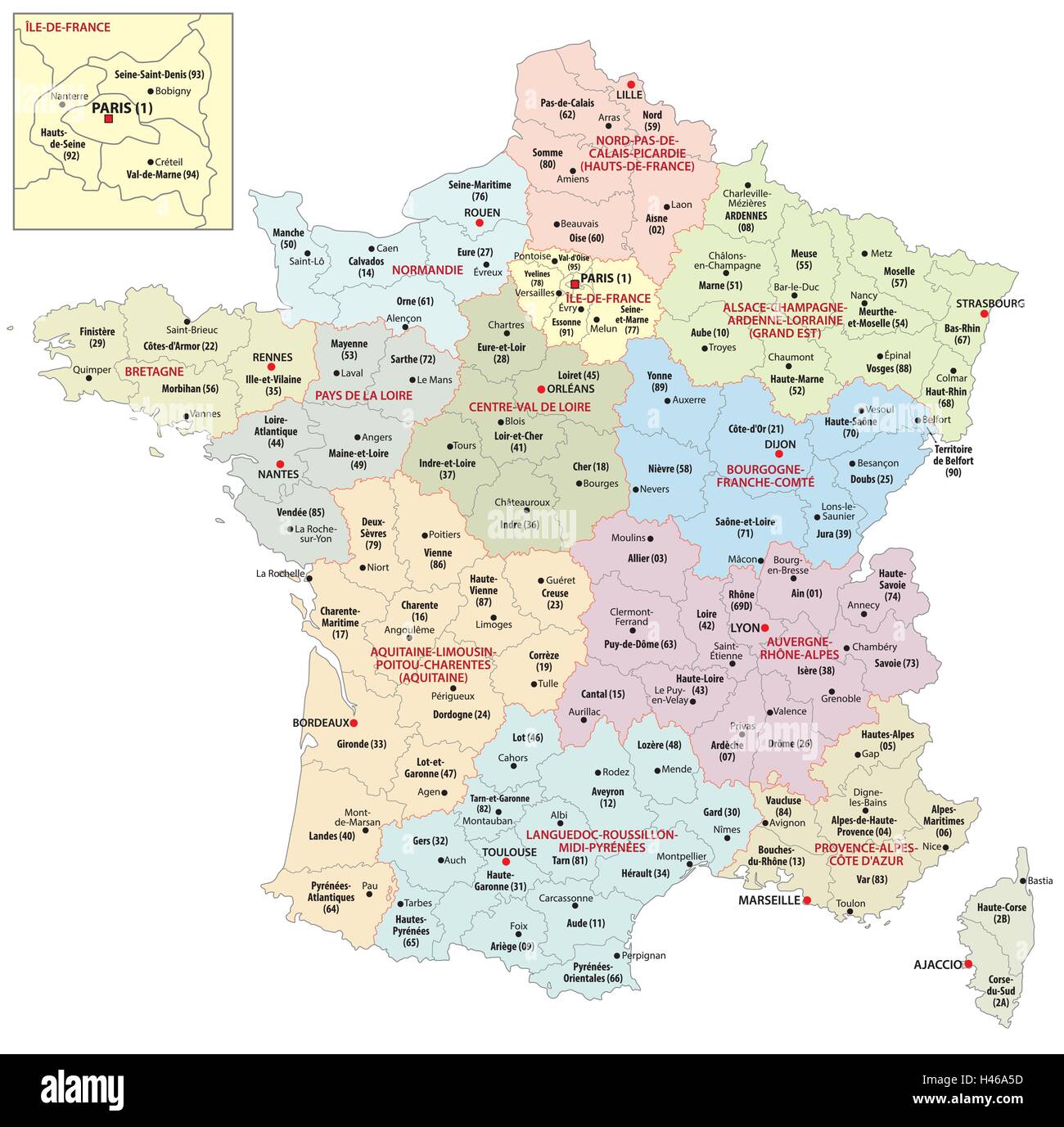 Régions France Europe Map Banque d'image et photos - Alamy