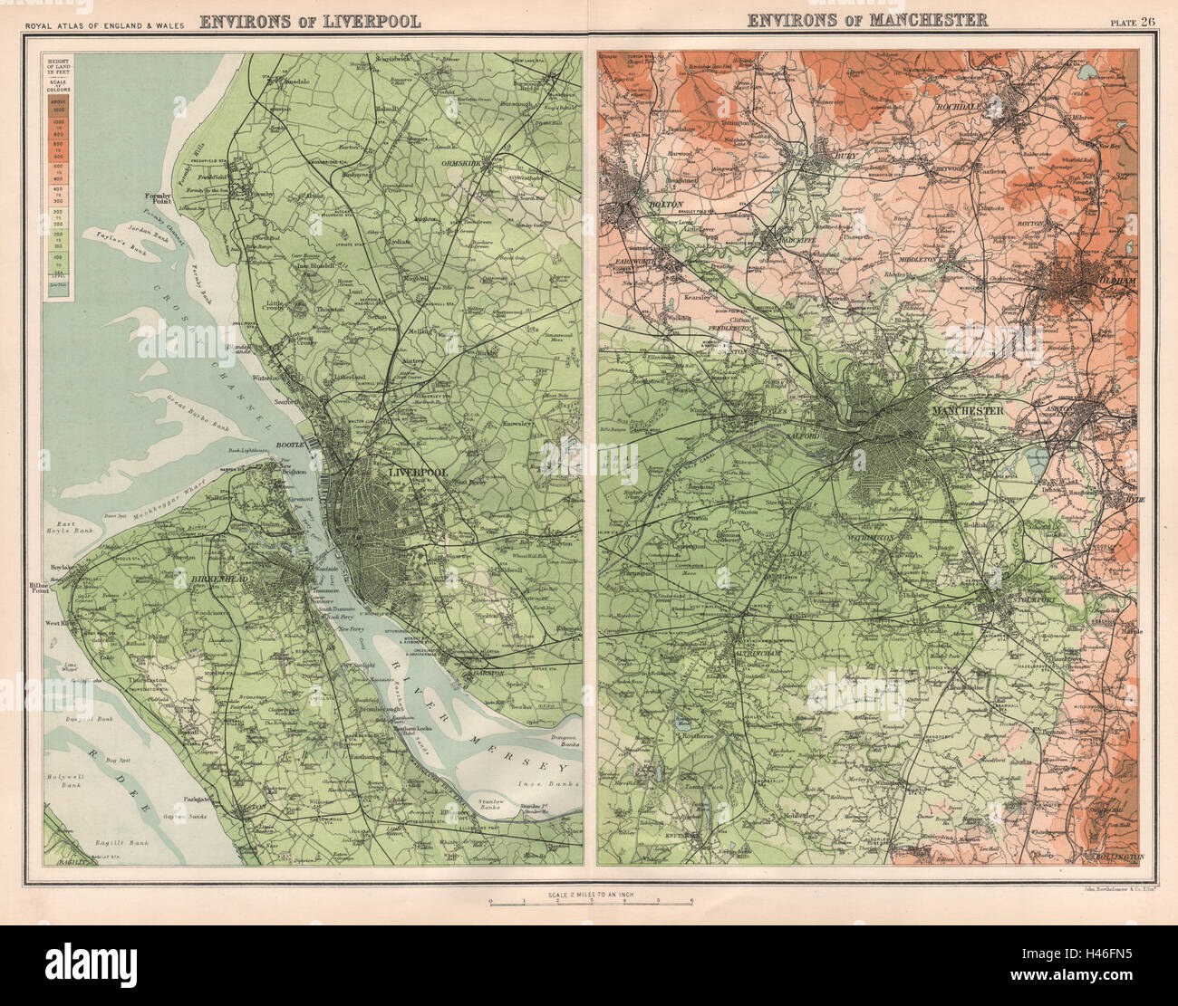 Manchester England 19th Century Map Banque d'image et photos - Alamy