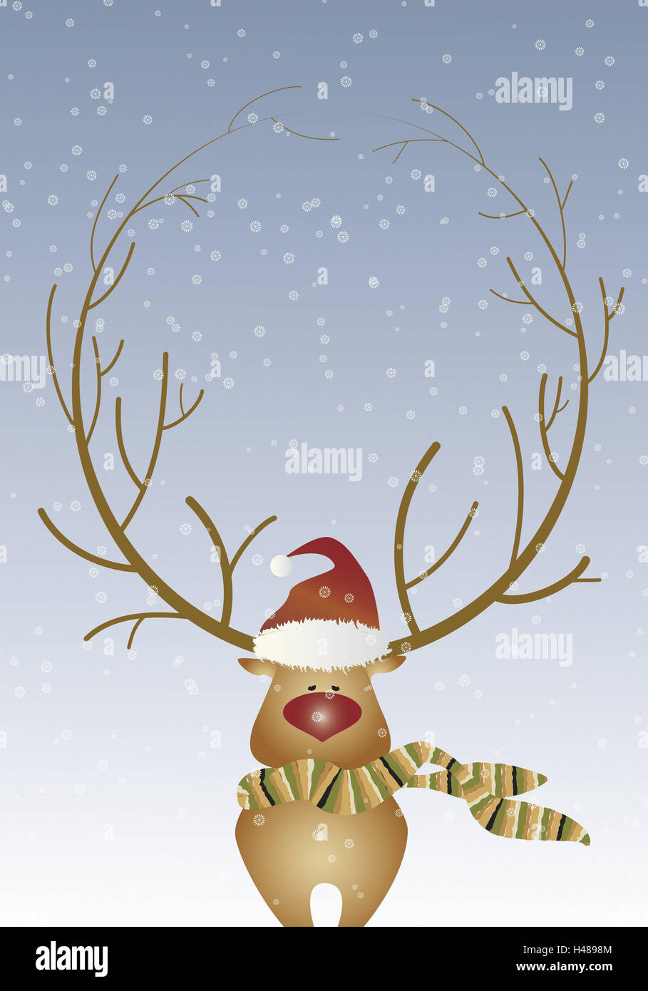 Illustration,rennes, foulard, chapeau, avec une froide, neige ...